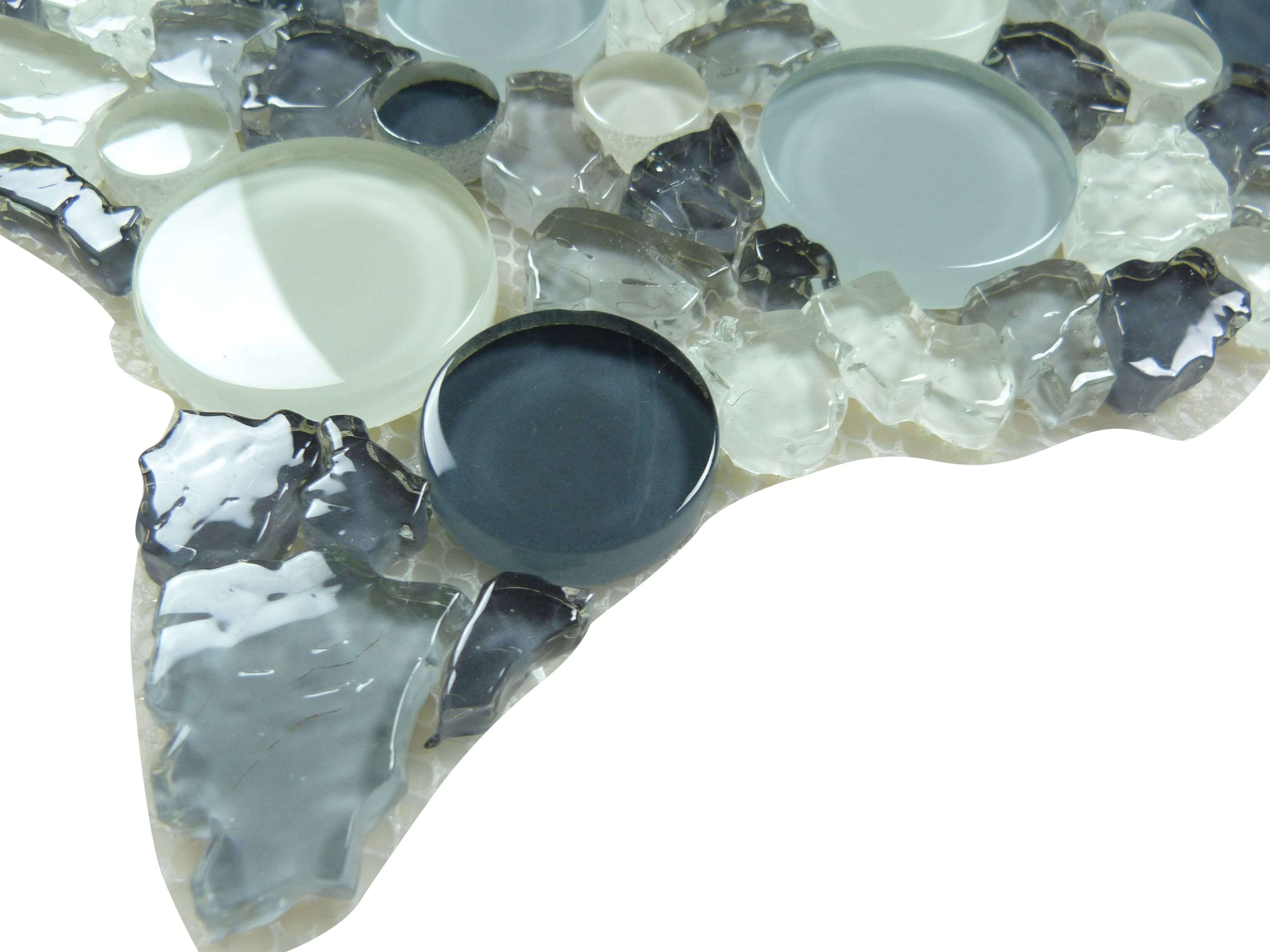 Pebbles Stones Grey Glass Tile Glossy LG805A