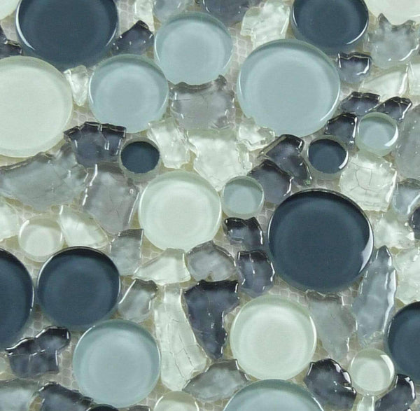 Pebbles Stones Grey Glass Tile Glossy LG805A