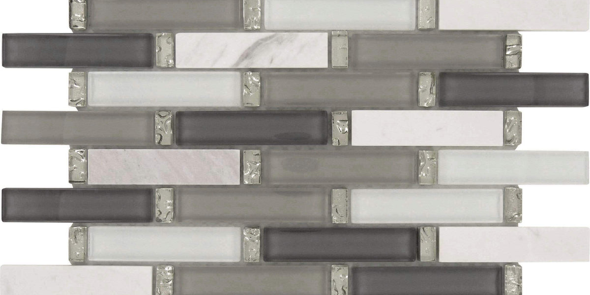 Purchase Waterscape Grey Glass And Stone Glossy Tile | Oasis Tile