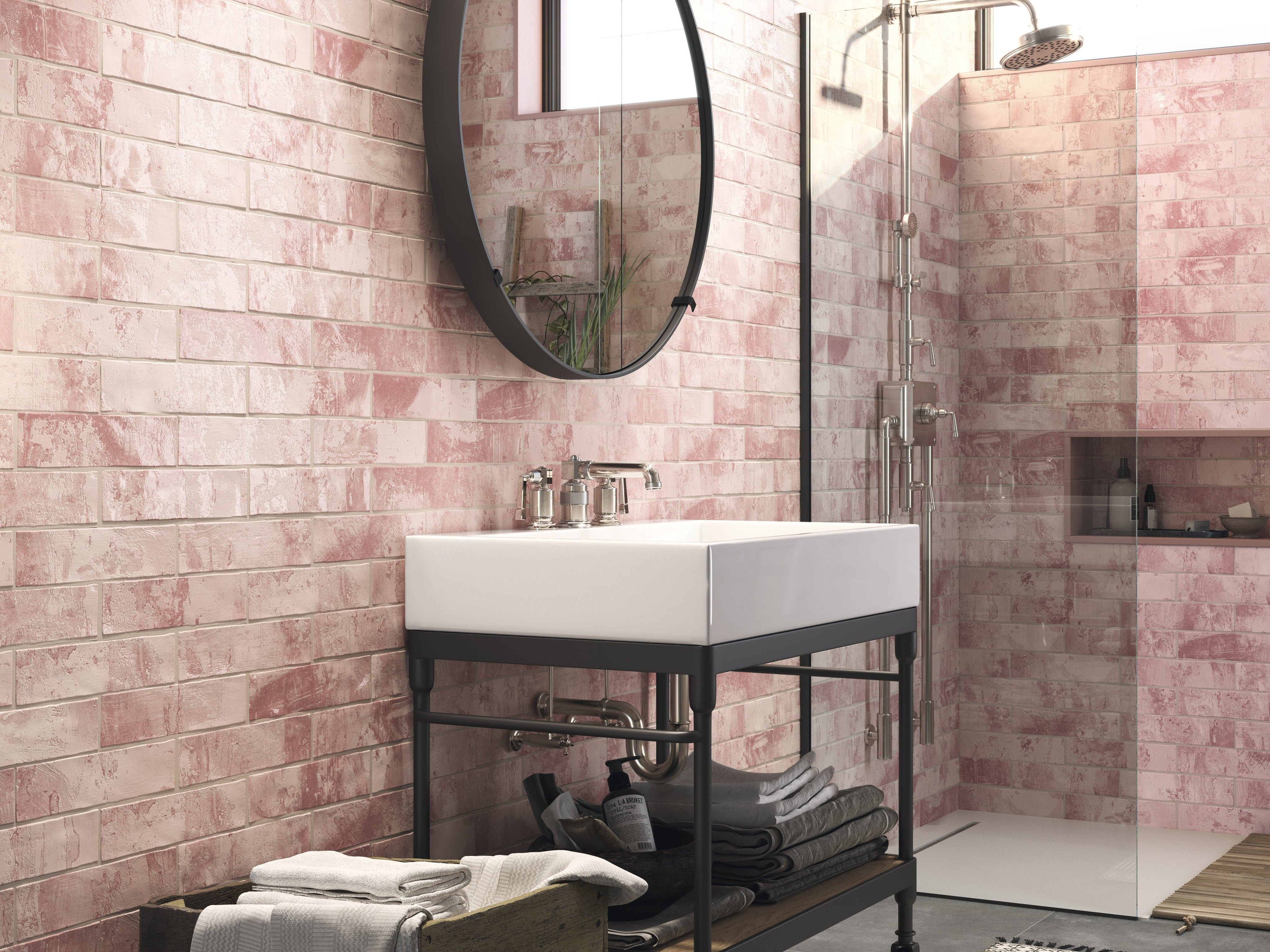 Rain Drops Pink Dew Pink 3x12 Glossy Ceramic Tile RD267