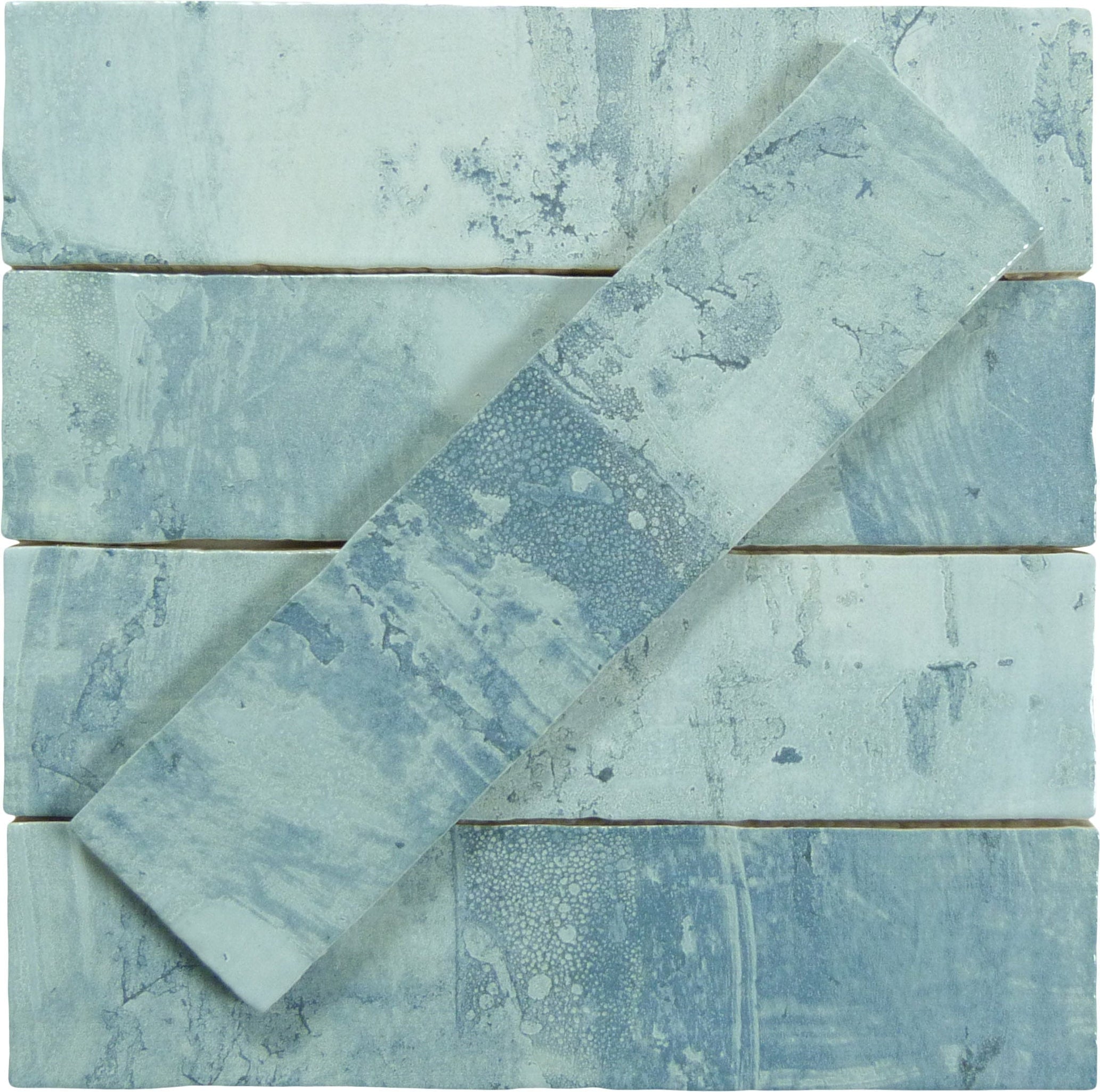 Rain Drops Teal Sky Blue 3x12 Glossy Ceramic Tile RD263