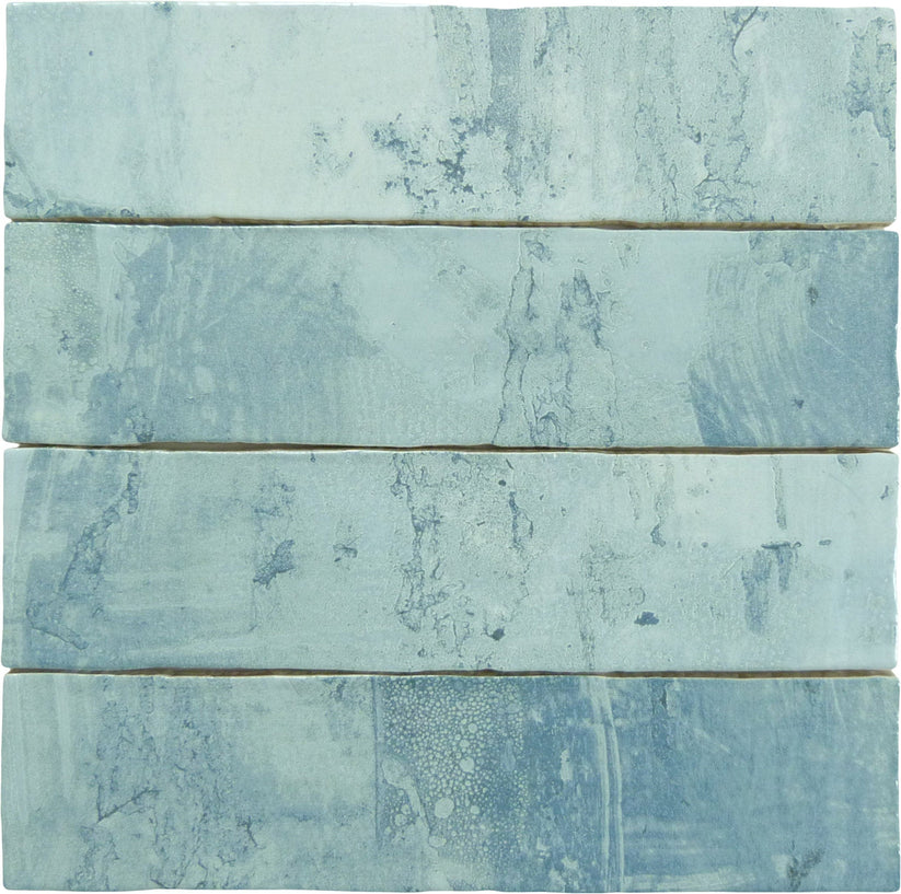 Rain Drops Teal Sky Blue 3x12 Glossy Ceramic Tile RD263