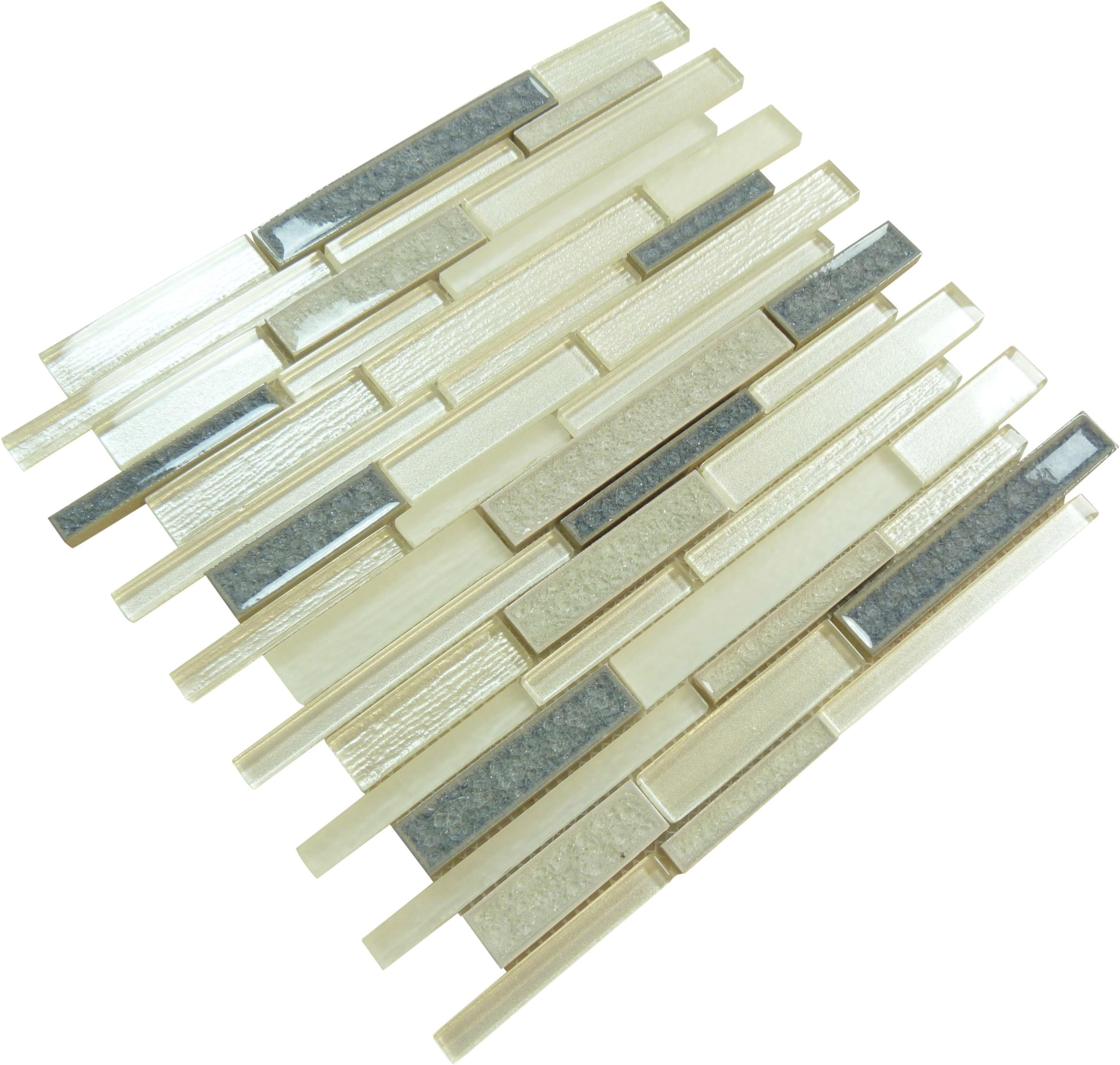 Random Bricks Blue Glass Tile Glossy Frosted BMS245