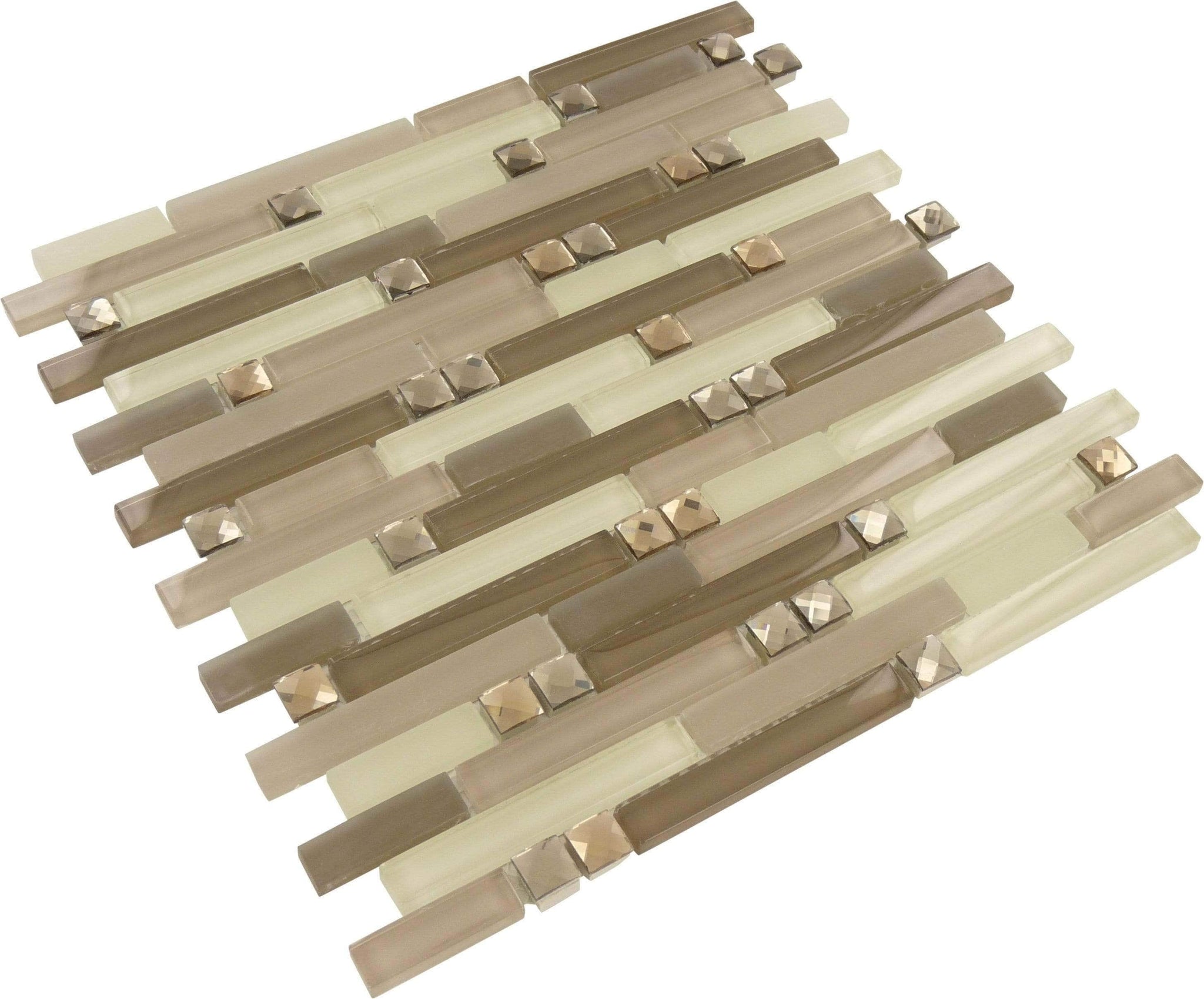 Random Bricks Cream Beige Glass Tile Glossy Frosted SPS-1509