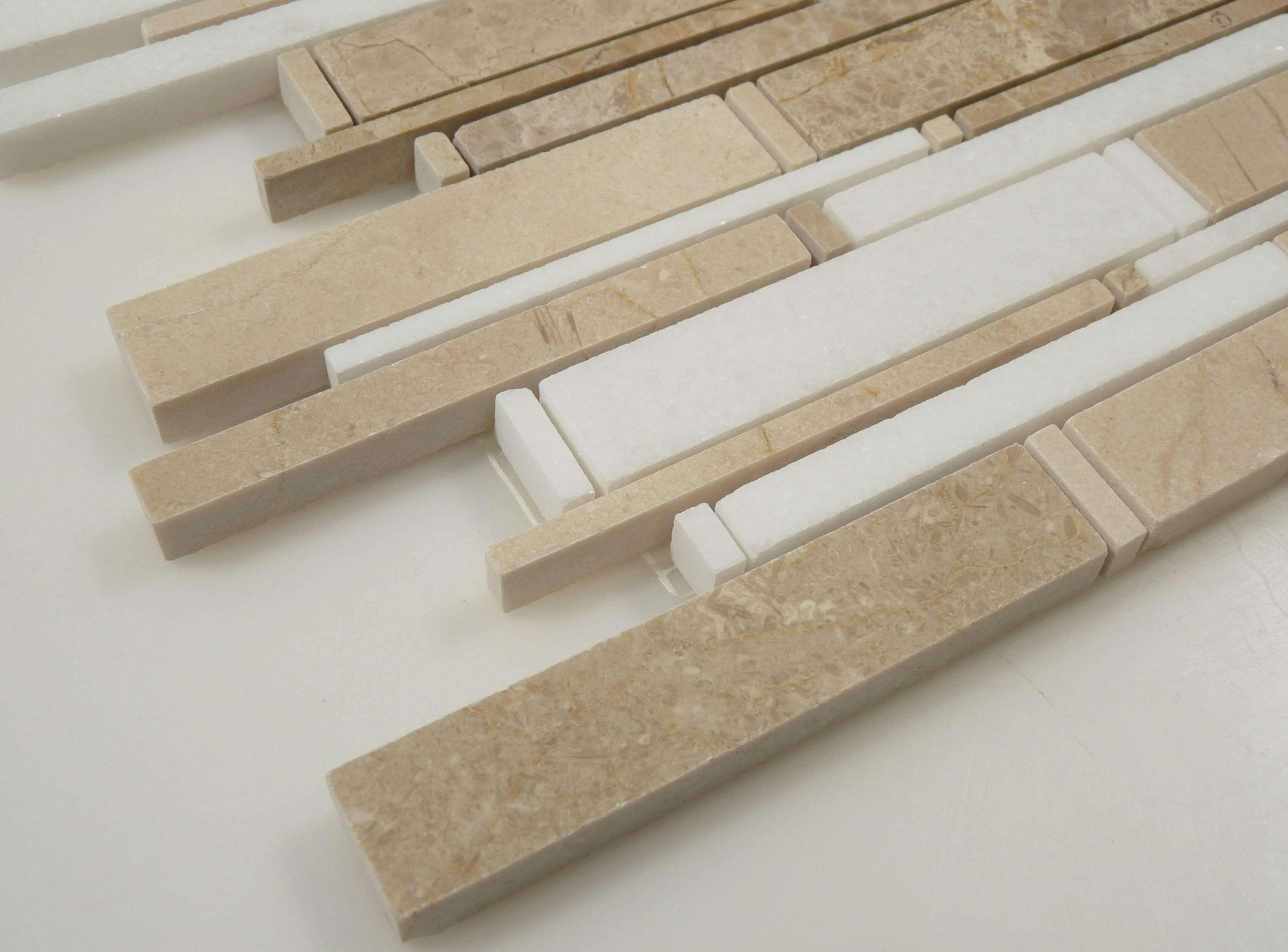 Random Bricks Cream Beige Stone Tile Polished CS-96