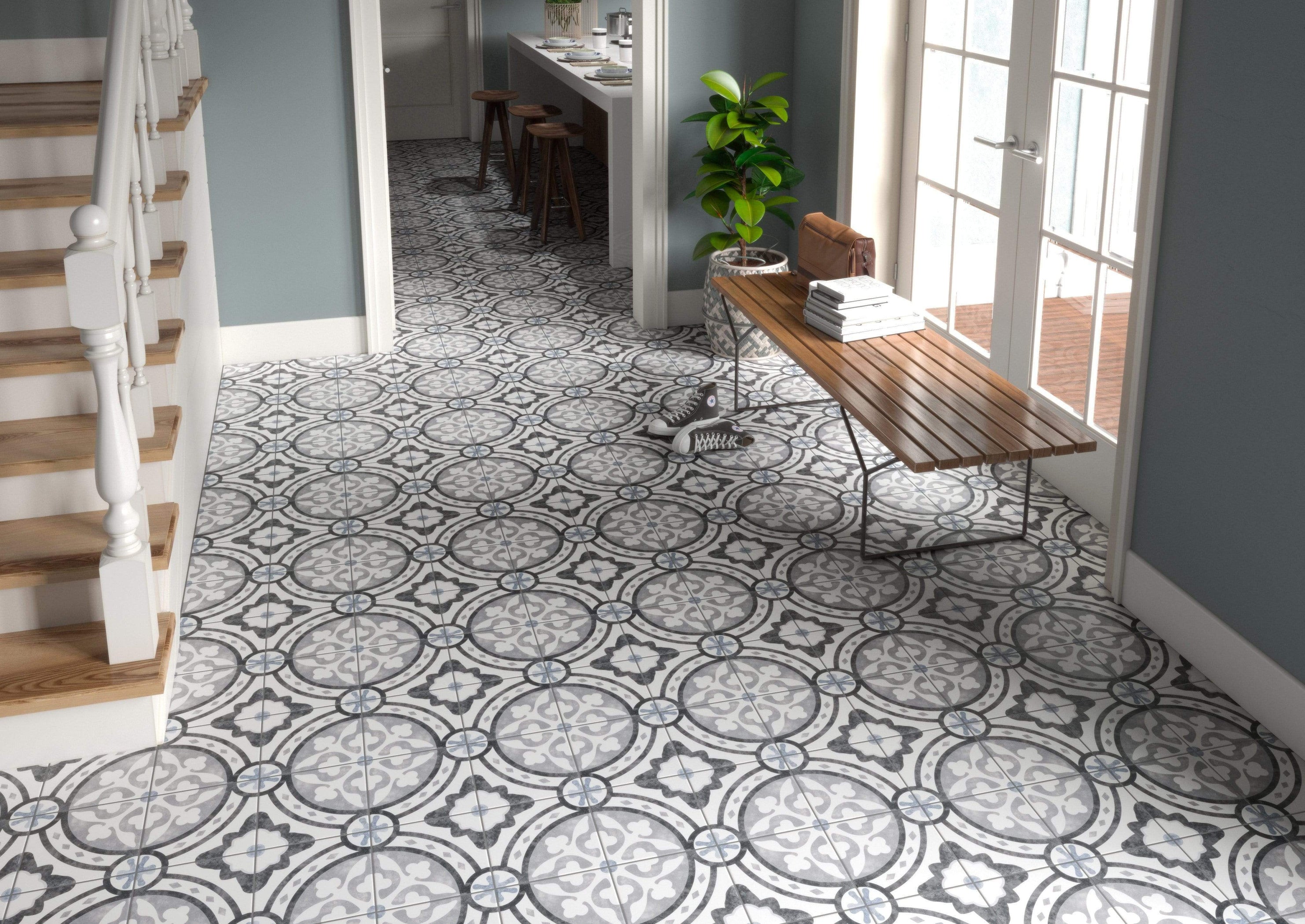 Retro Neuve Euro Fountain 8" x 8" Matte Porcelain Tile 9216