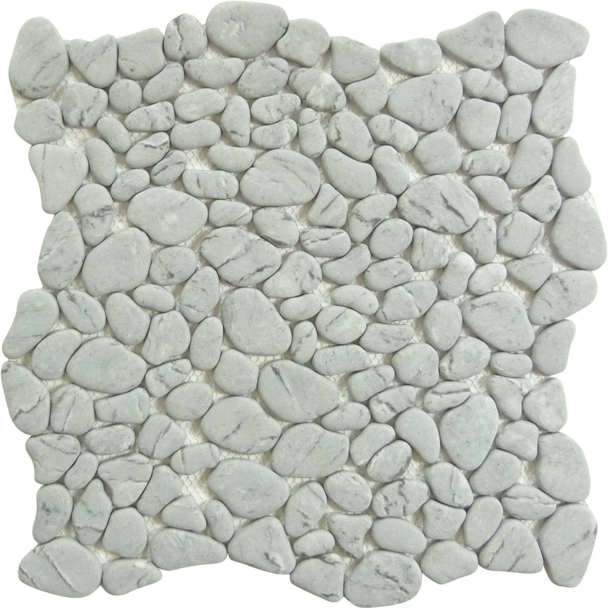 Riverbed Flowing Ravine Grey Pebble Recycled Matte Glass Tile RVB762