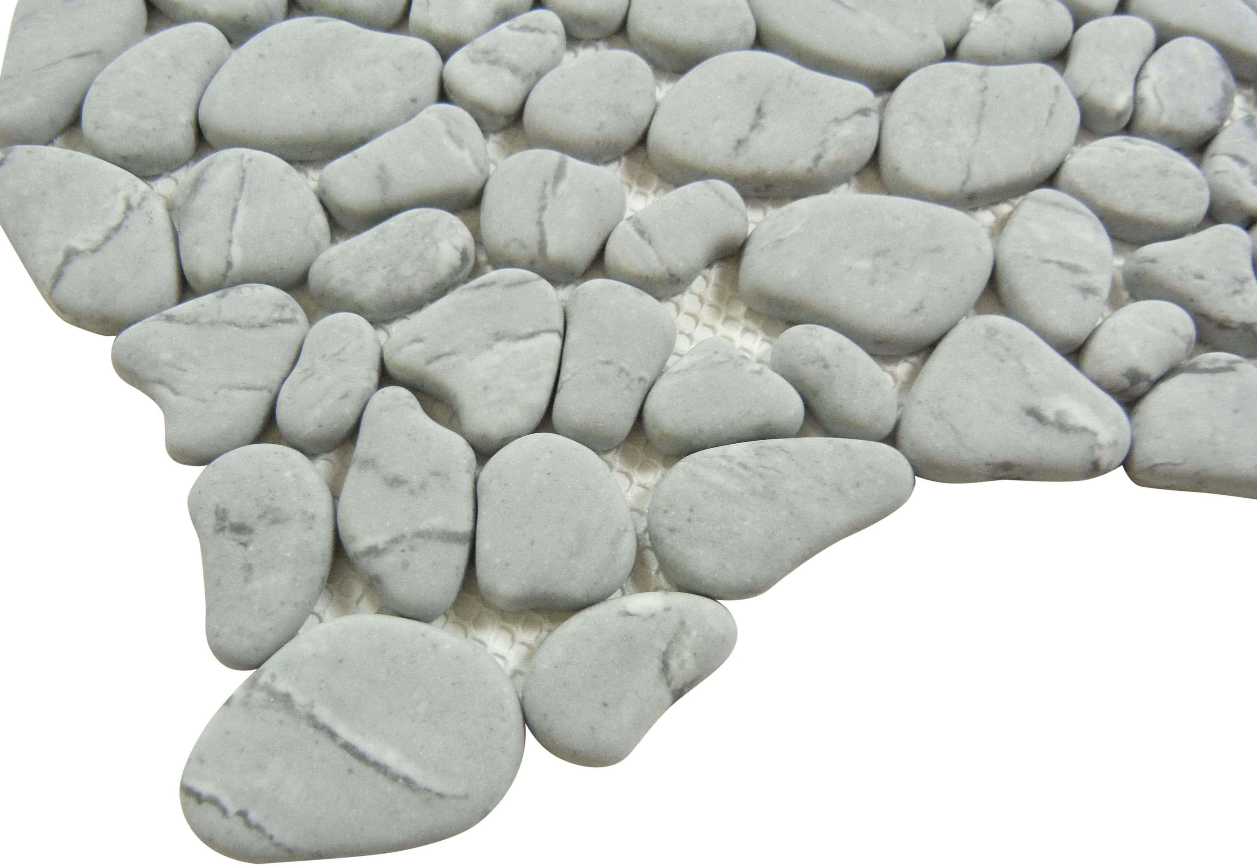Riverbed Flowing Ravine Grey Pebble Recycled Matte Glass Tile RVB762