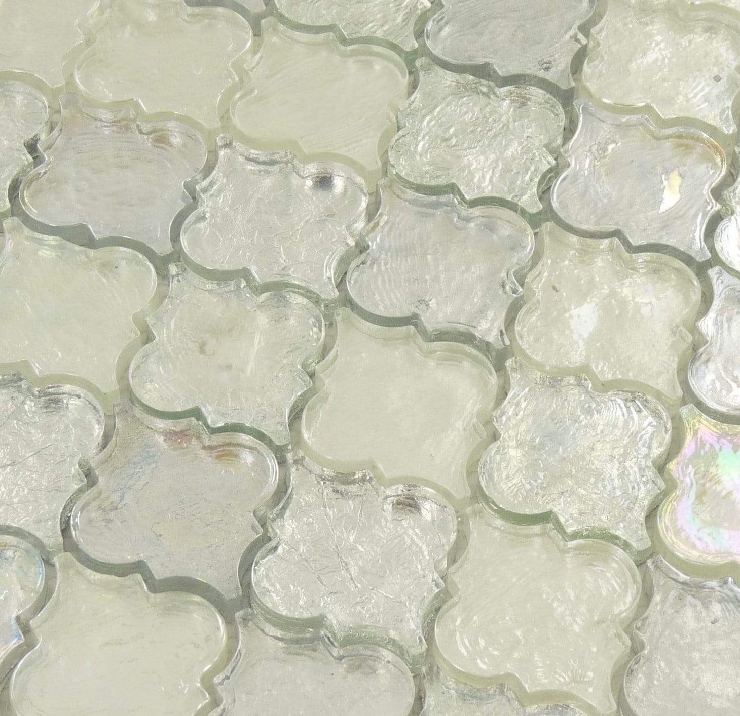 Silver Glass Tile Backsplash | Arabesque Glass Tile