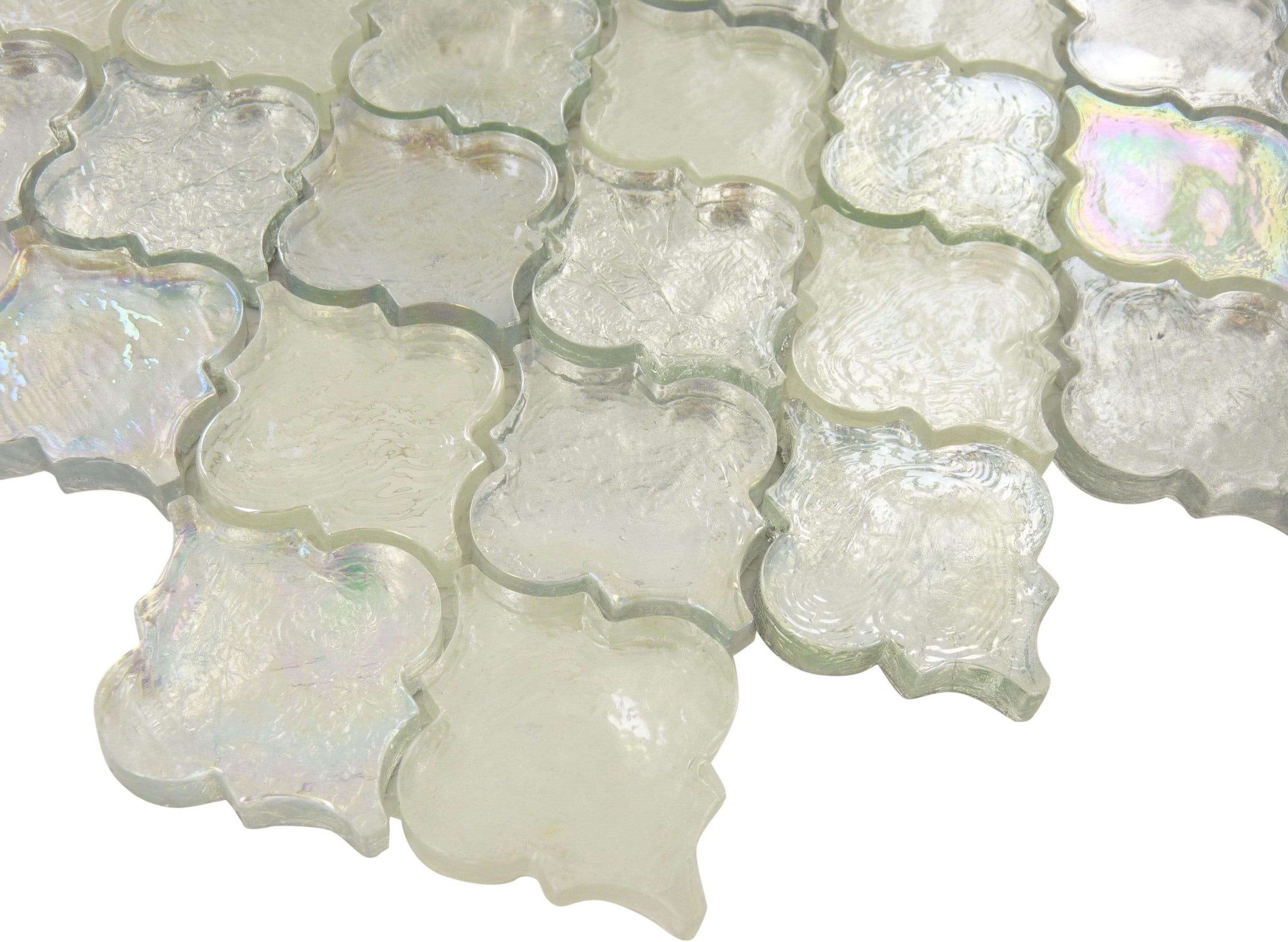 Silver Glass Tile Backsplash | Arabesque Glass Tile