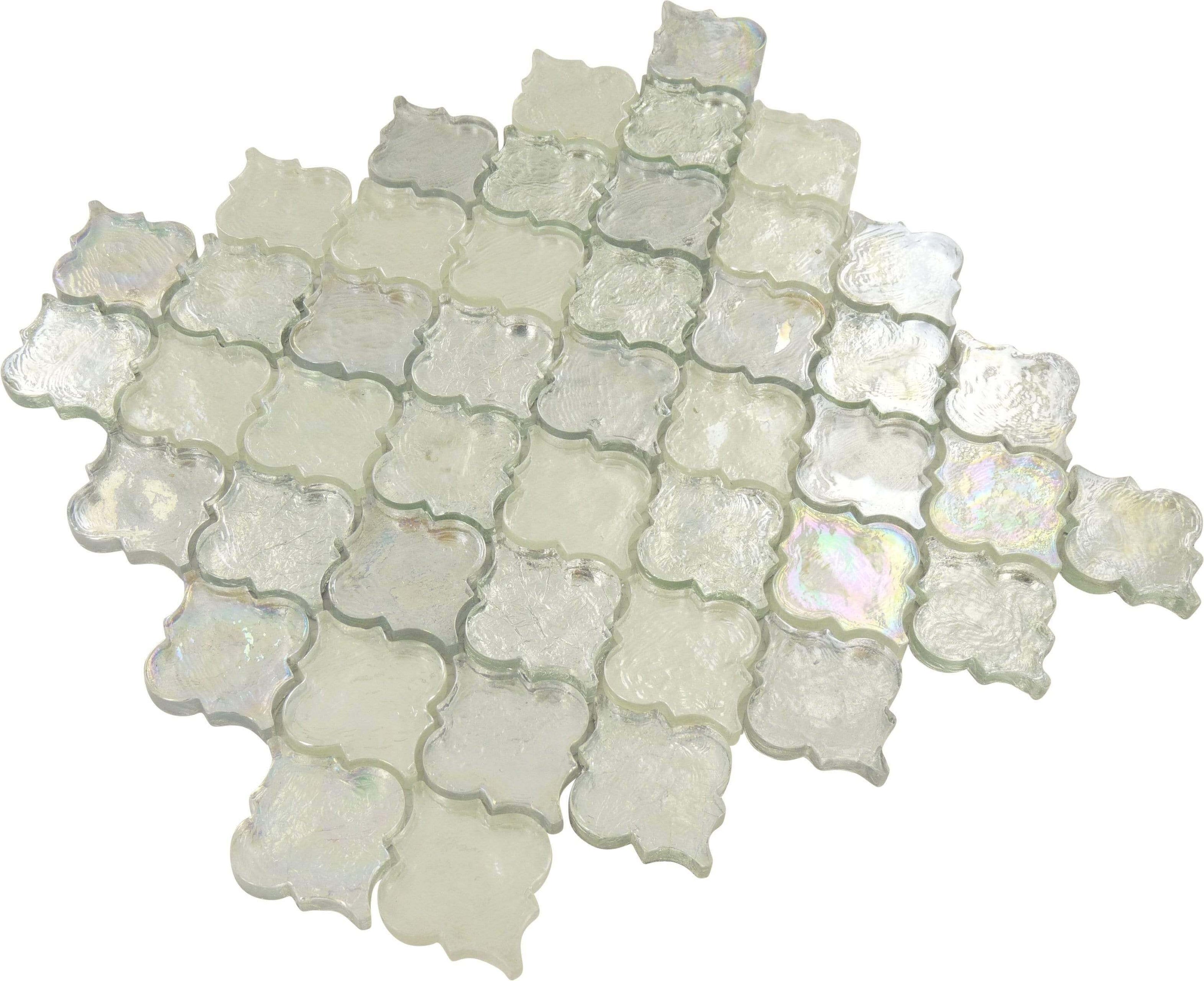 Silver Glass Tile Backsplash | Arabesque Glass Tile