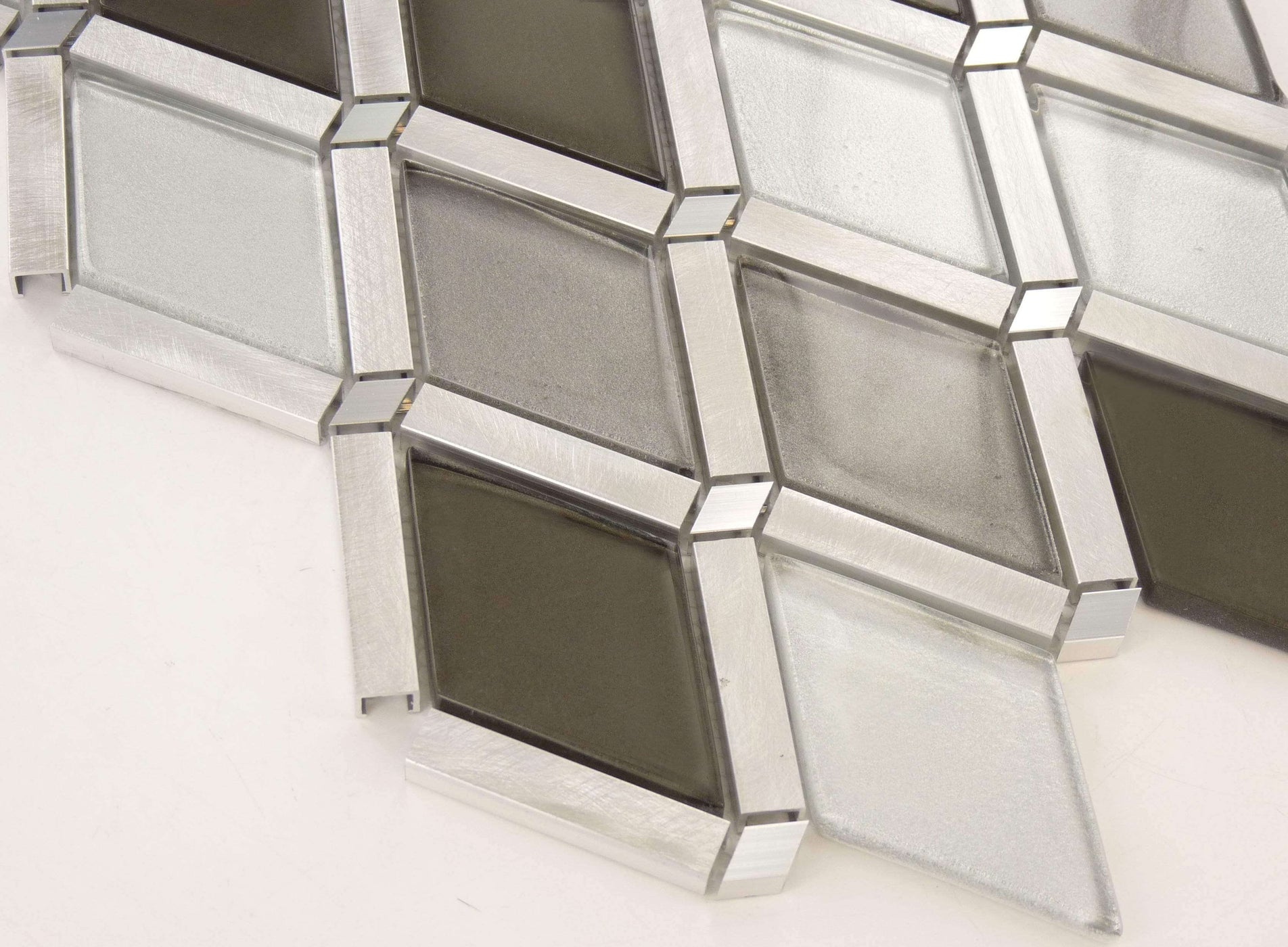 Silver Brushed Alumnium & Glass Tile: FGS222 | Shop Oasis