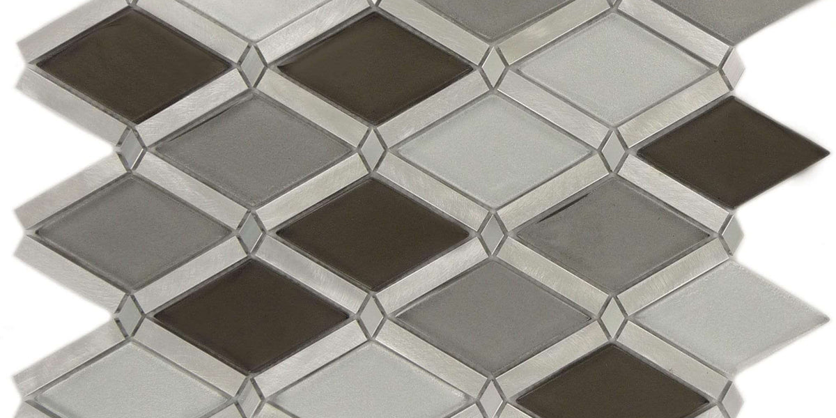 Silver Brushed Alumnium & Glass Tile: FGS222 | Shop Oasis