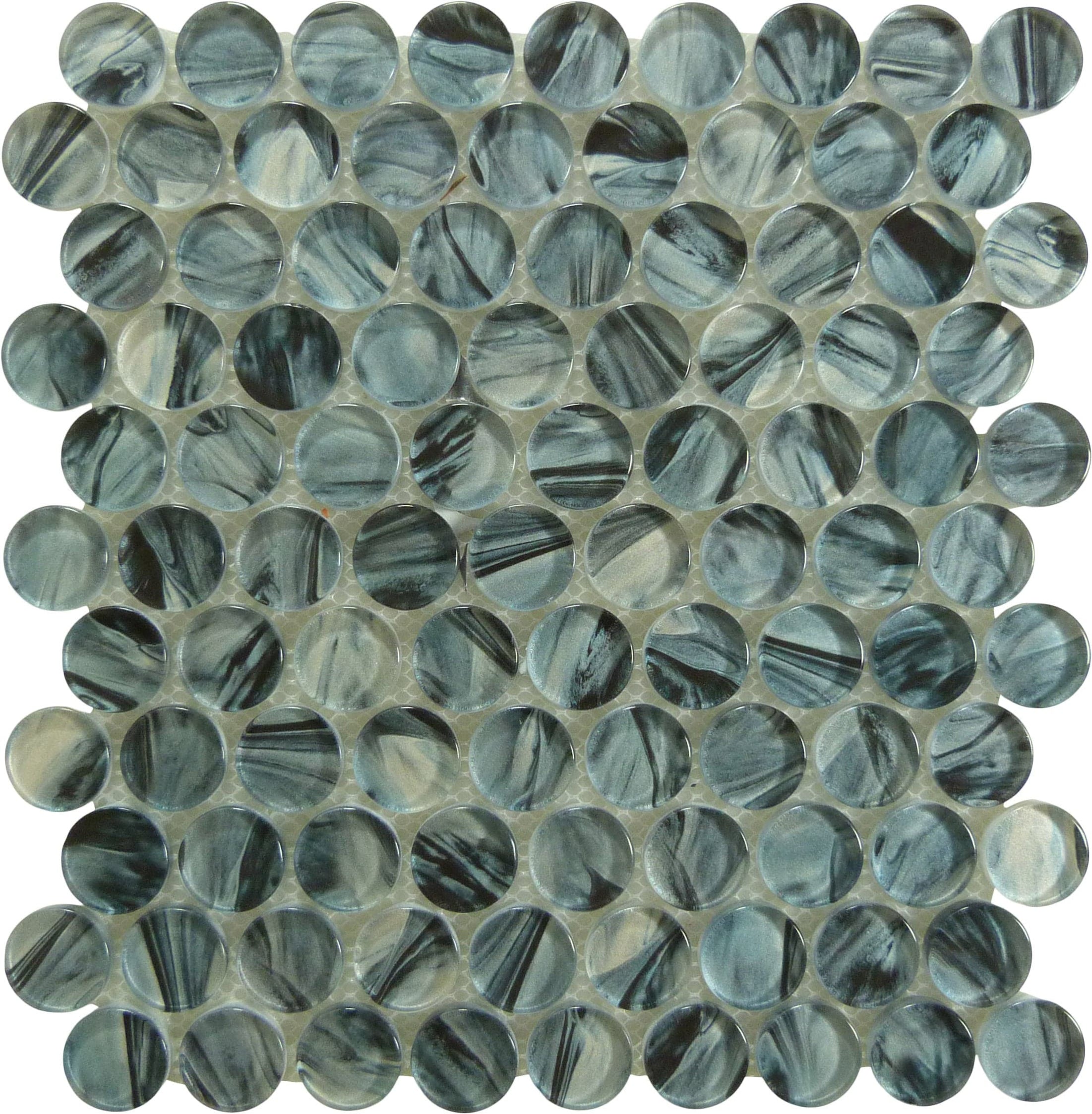 Spheres Fresh Mint Blue Penny Round Glossy Glass Tile SRS3806