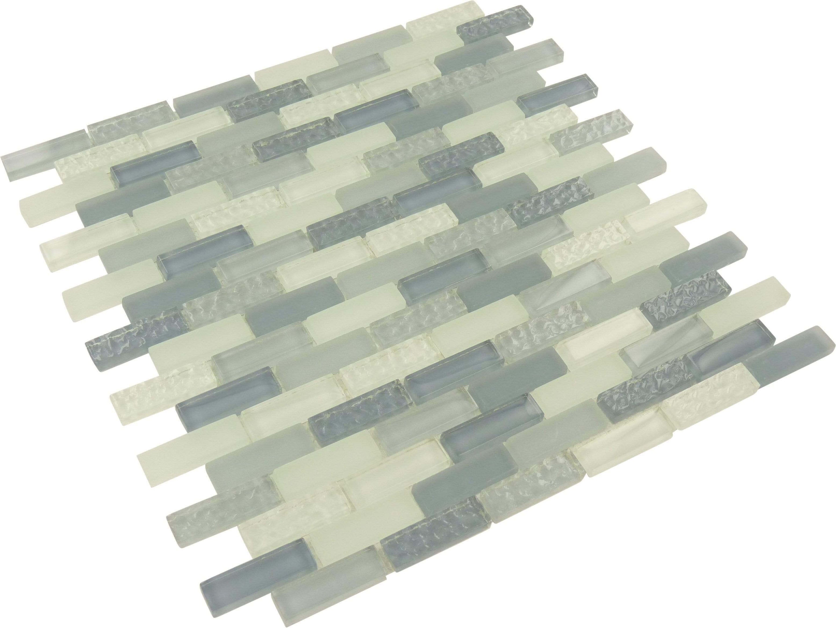 Uniform Brick Blue Glass Uniform Brick Tile Glossy Frosted CB52