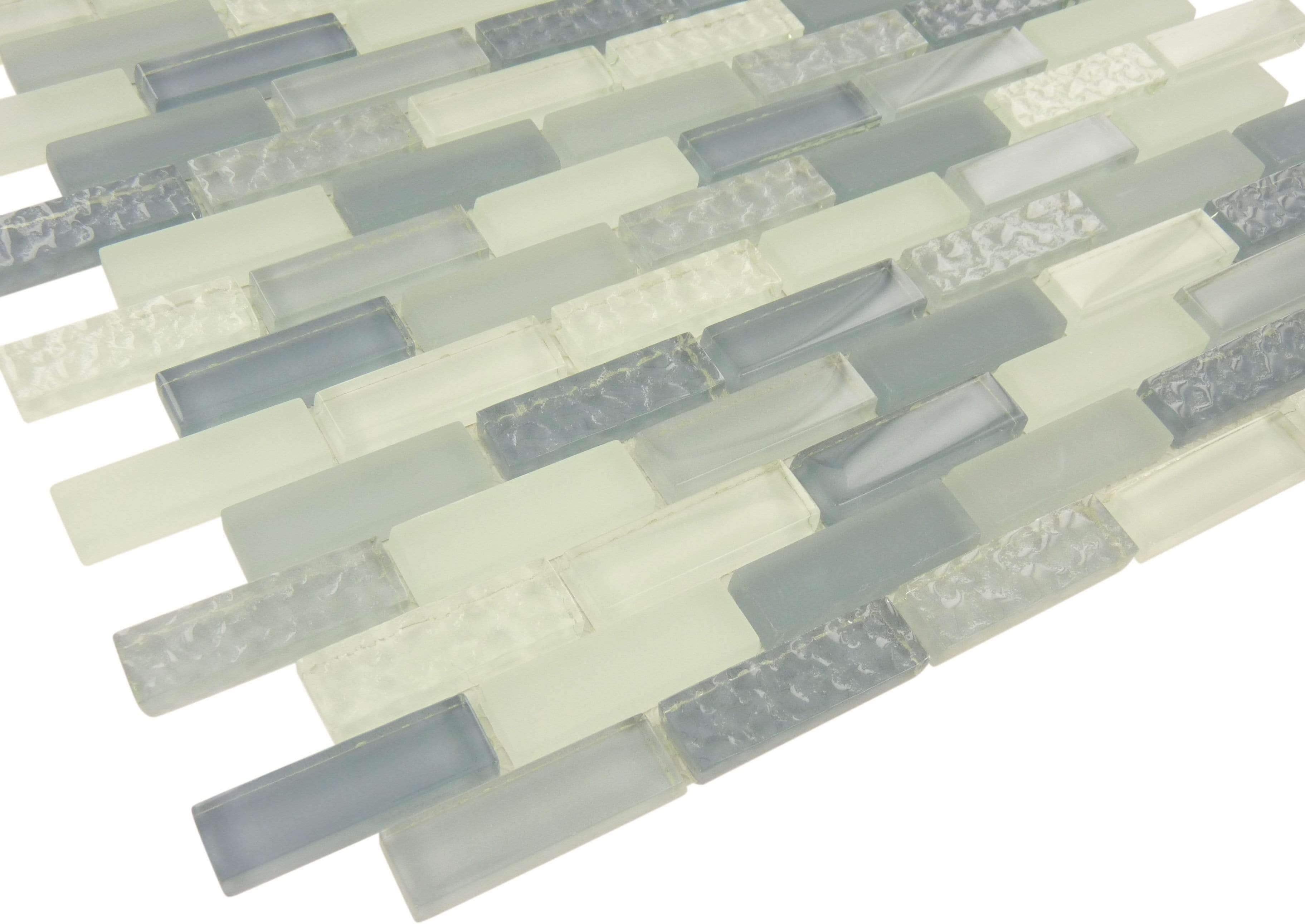 Uniform Brick Blue Glass Uniform Brick Tile Glossy Frosted CB52