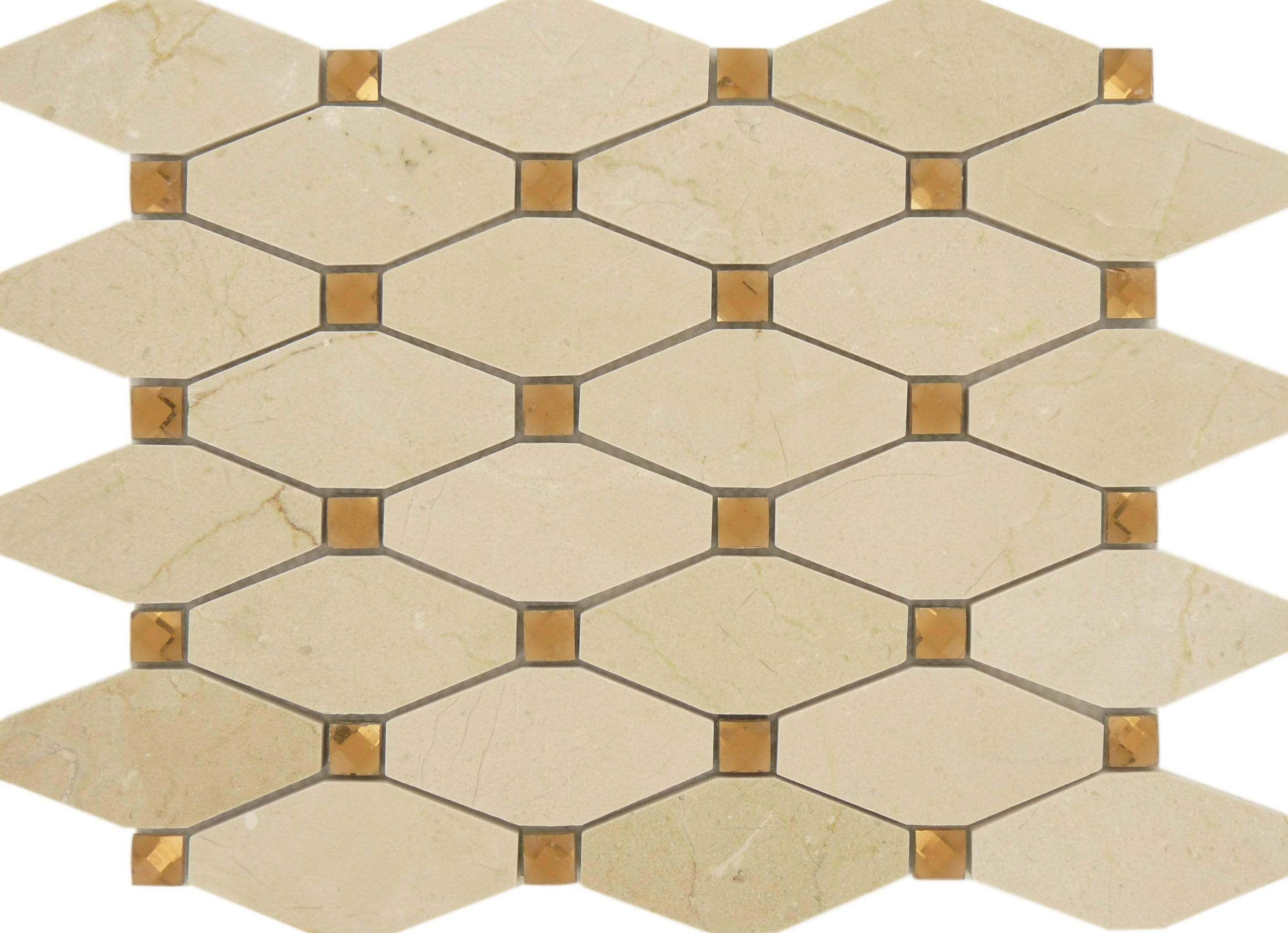 Unique Shapes Cream Beige Glass and Stone Unique Shapes Tile Polished IS-4