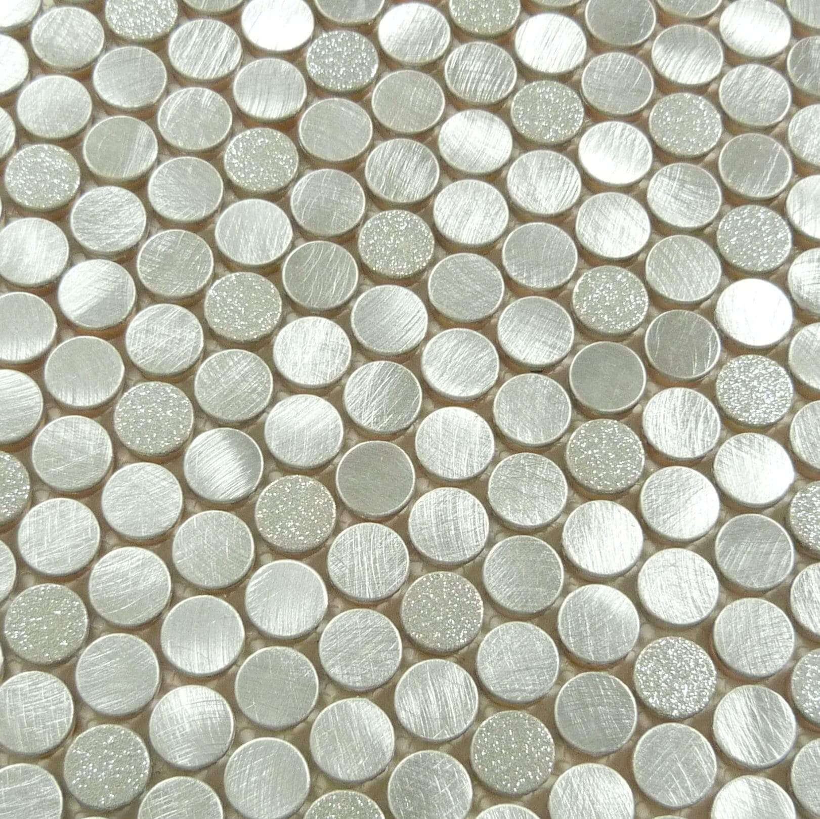 Urban Jungle Teal Waterfall Silver 3/4" Penny Round Brushed Metal Tile ...