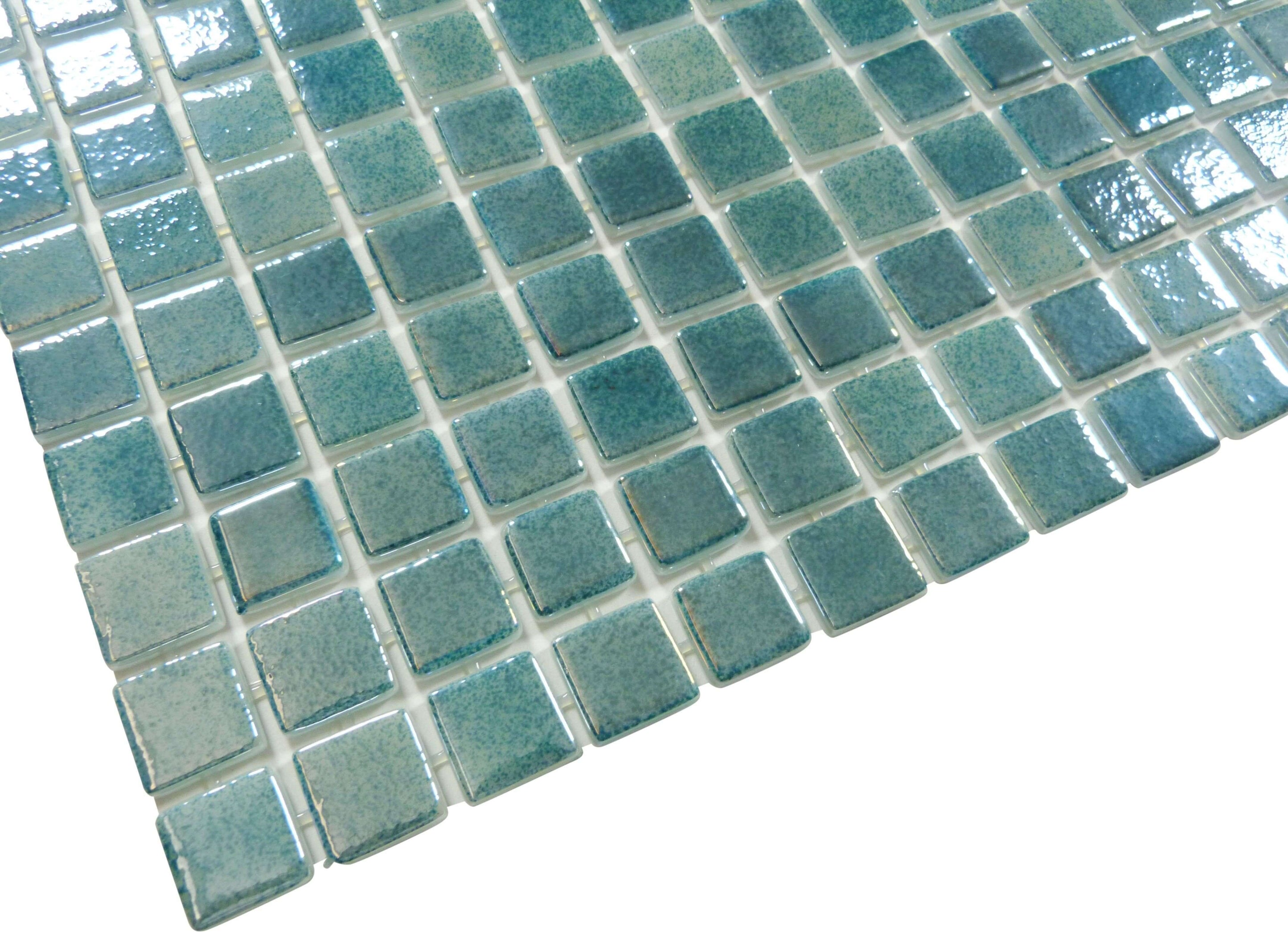 Buy Smoky Emerald Green Glossy Iridescent Glass Pool Tile