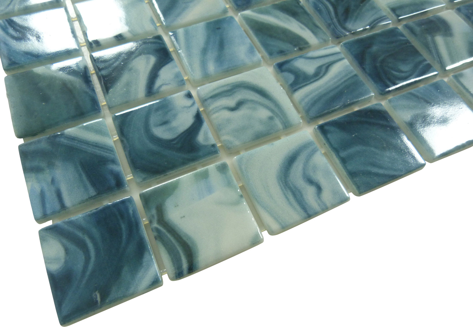 Modena Como Blue 2x2 Glossy Glass Tile | Oasis Tile