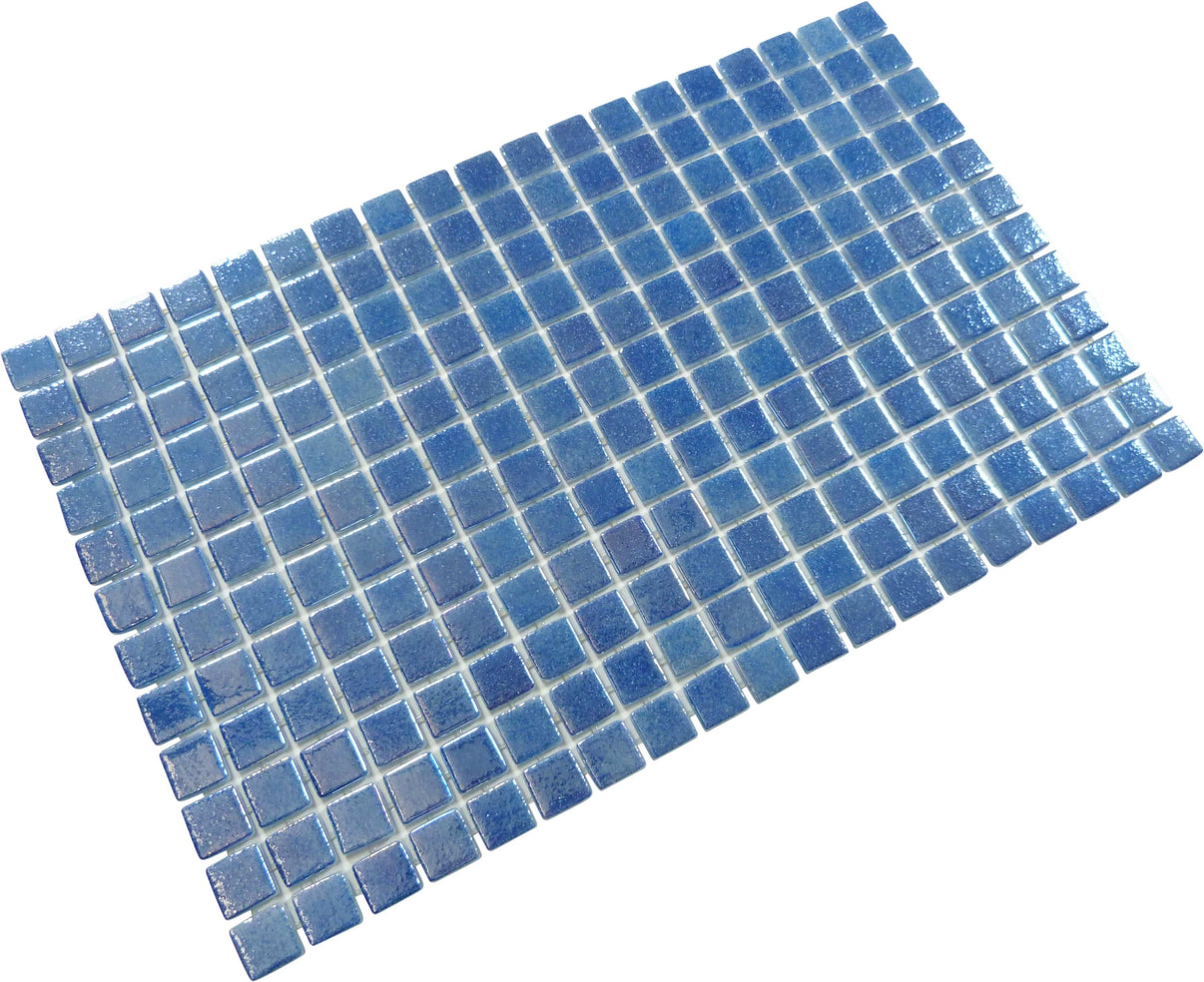 Planetarium Blue Anti Slip Glossy & Iridescent Glass Pool Tile NPT009-AS