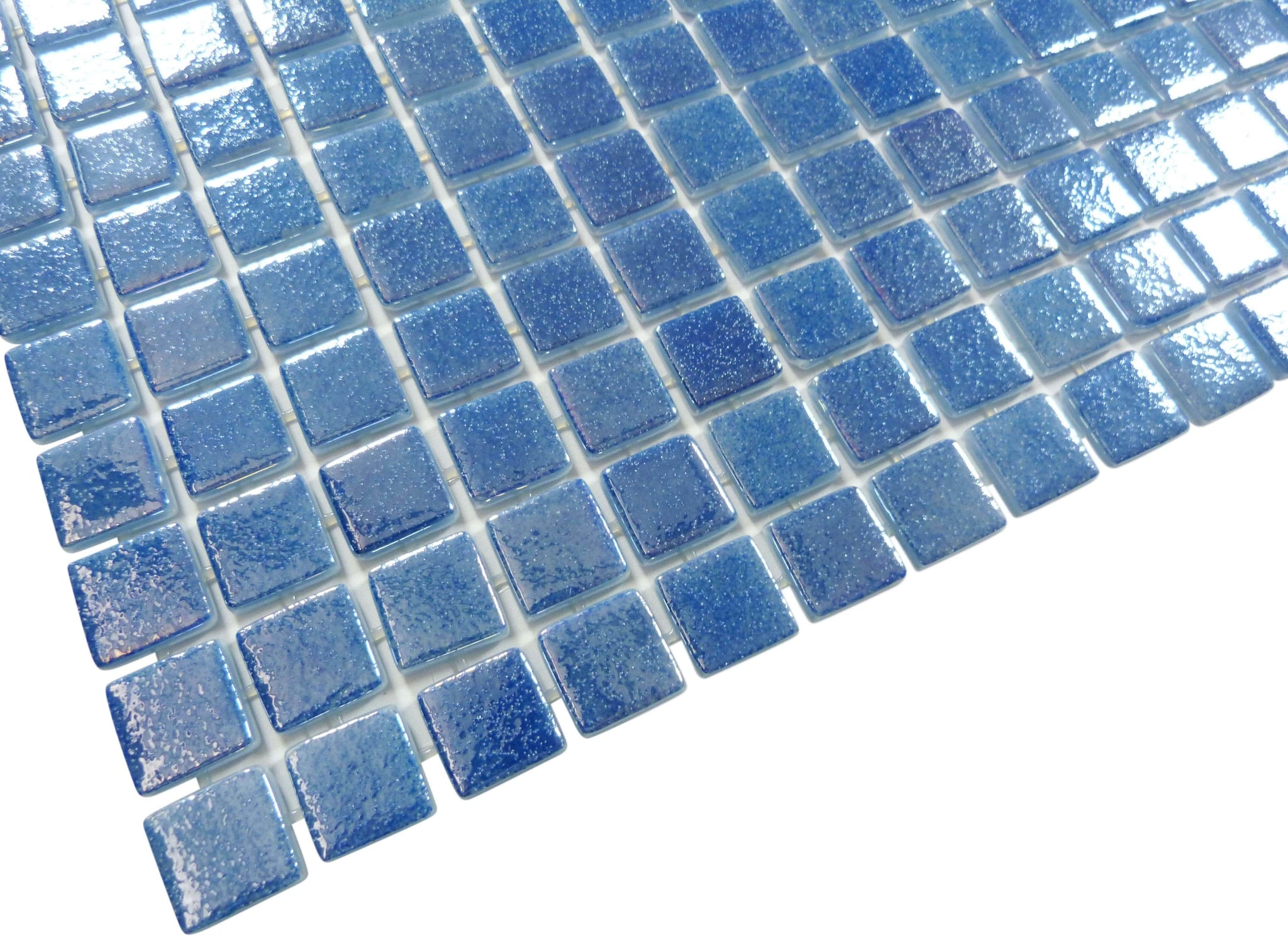 Planetarium Blue Anti Slip Glossy & Iridescent Glass Pool Tile NPT009-AS