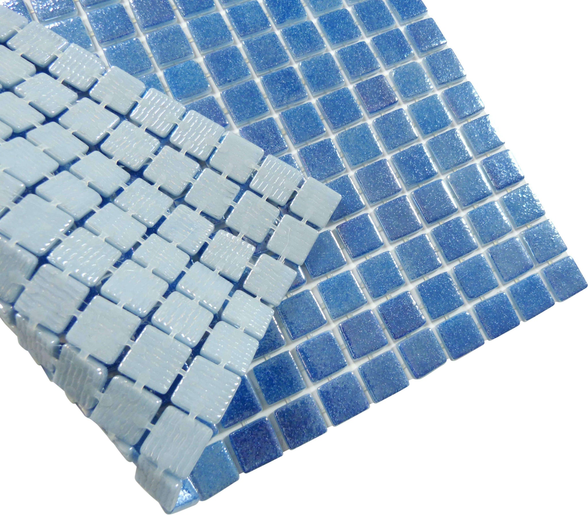 Planetarium Blue Anti Slip Glossy & Iridescent Glass Pool Tile NPT009-AS