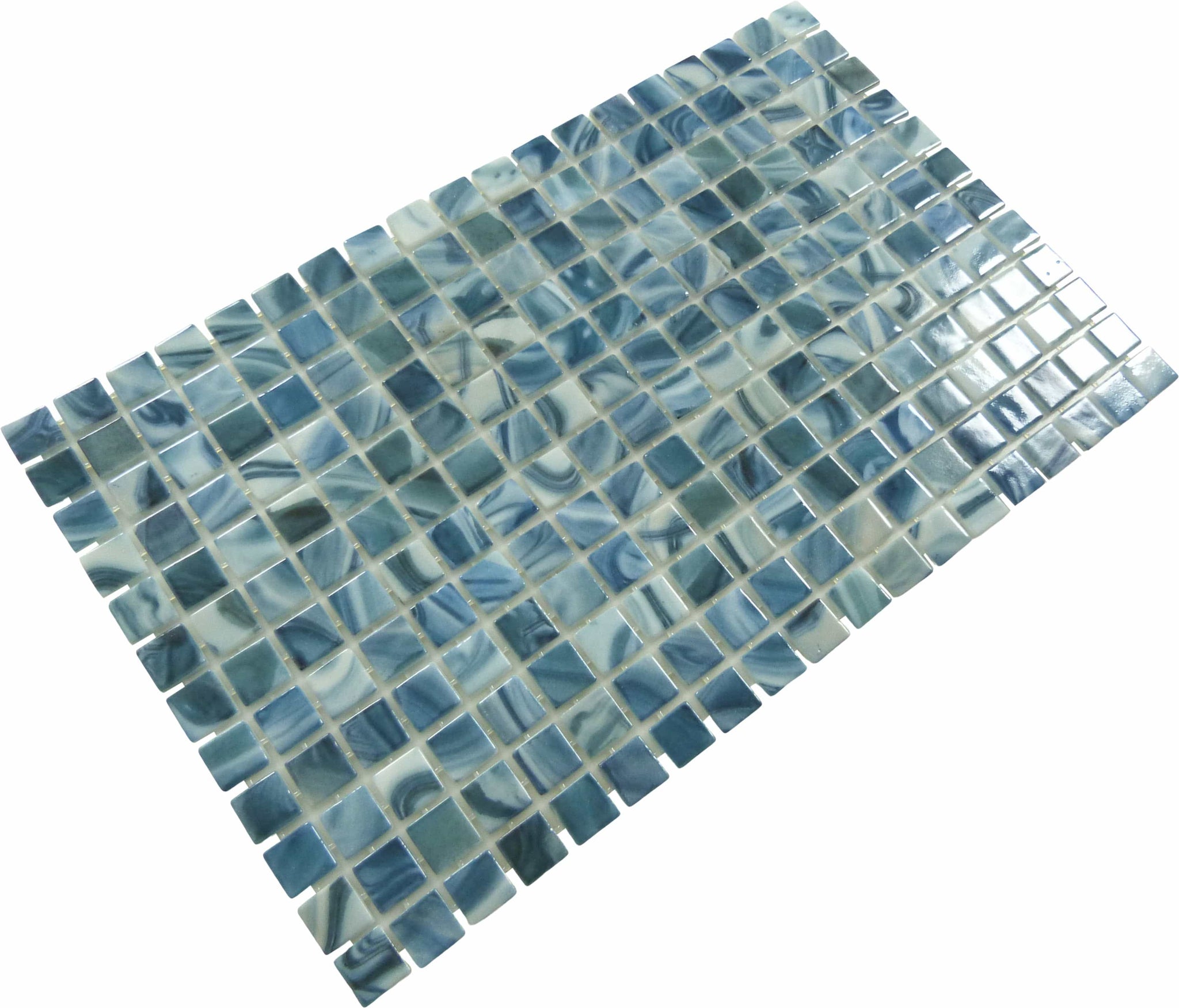 Quattro Como Blue 1x1 Glossy Glass Tile | Oasis Tile