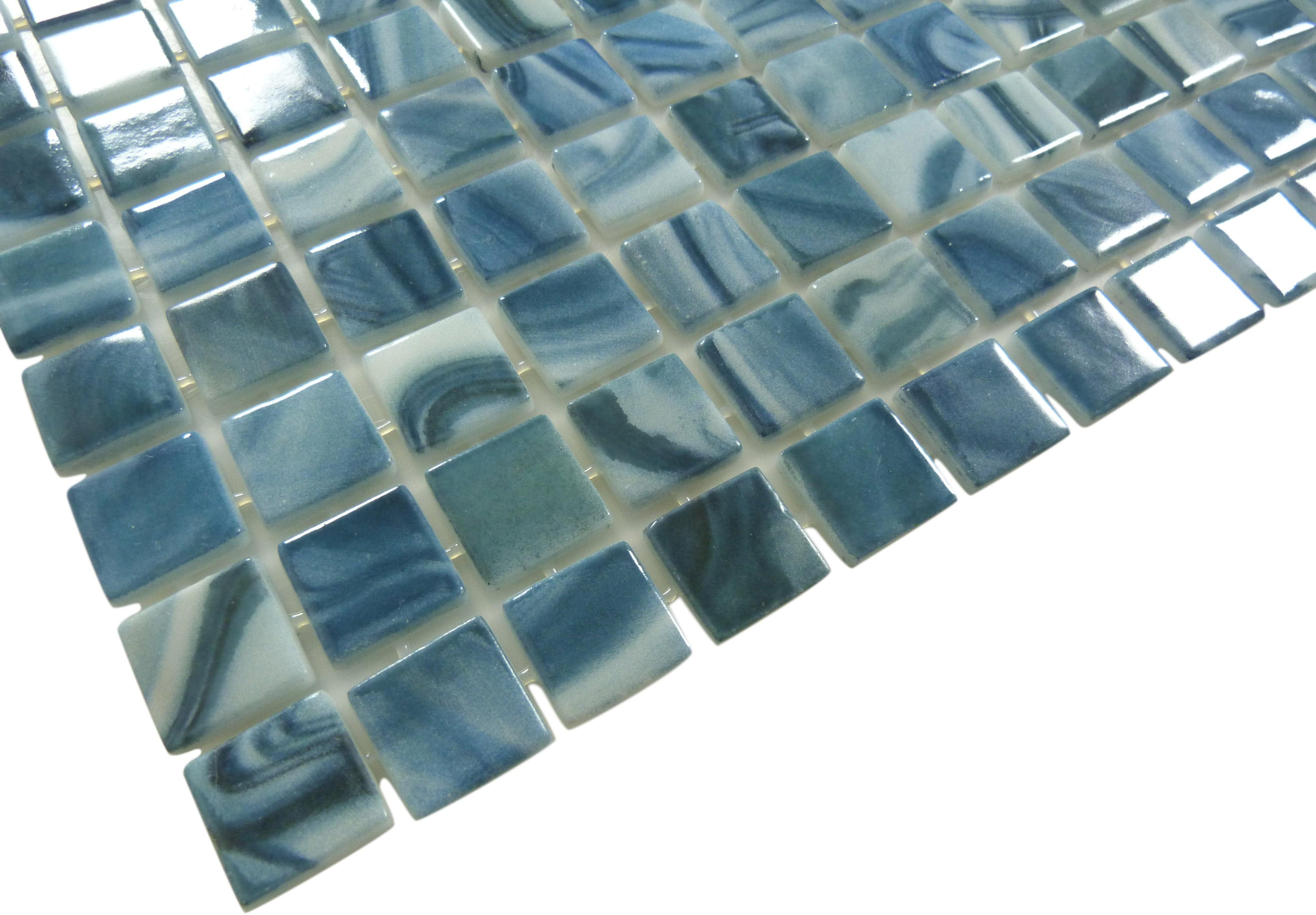 Quattro Como Blue 1x1 Glossy Glass Tile | Oasis Tile