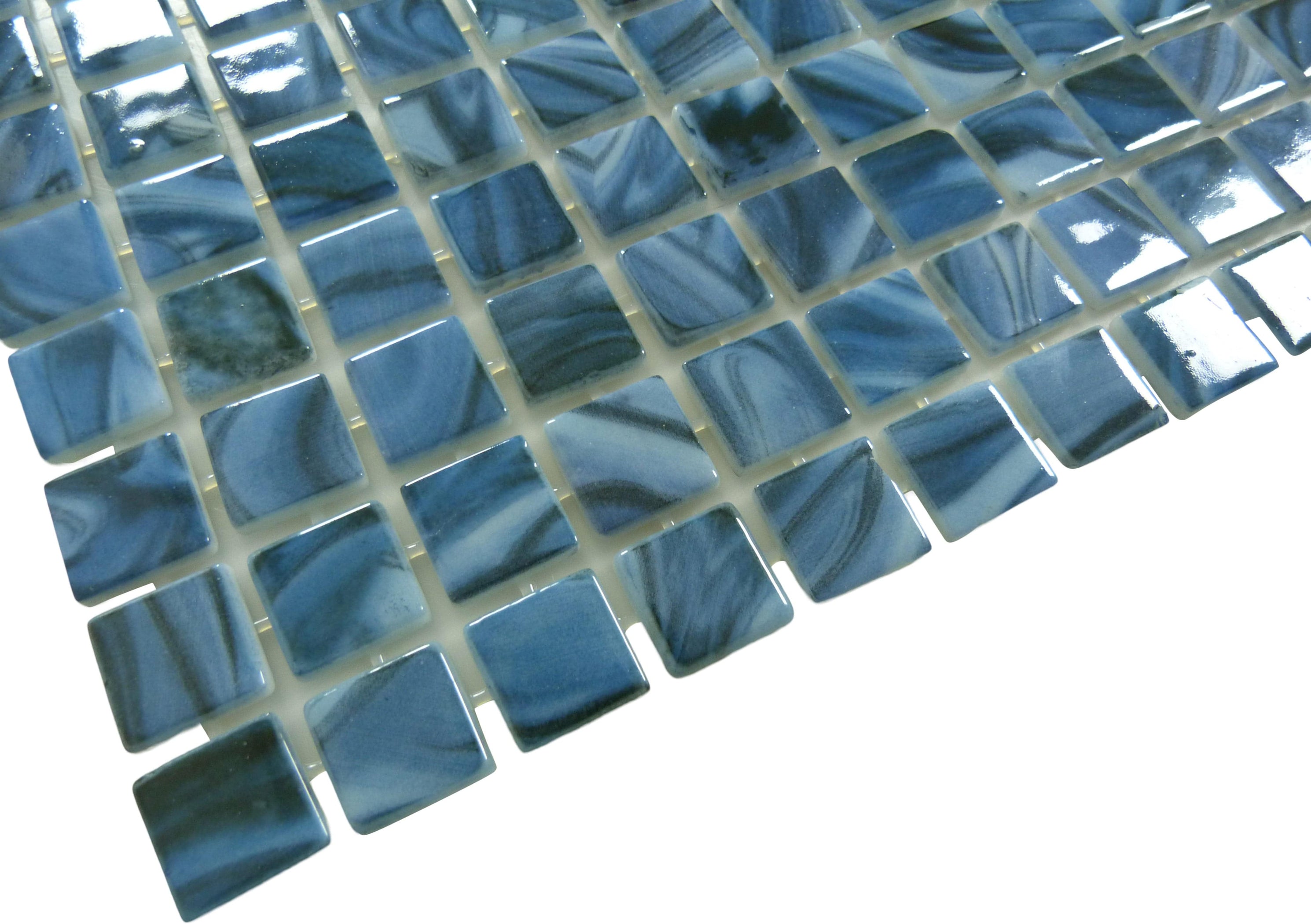 Quattro Mexico Blue 1x1 Glossy Glass Tile | Oasis Tile
