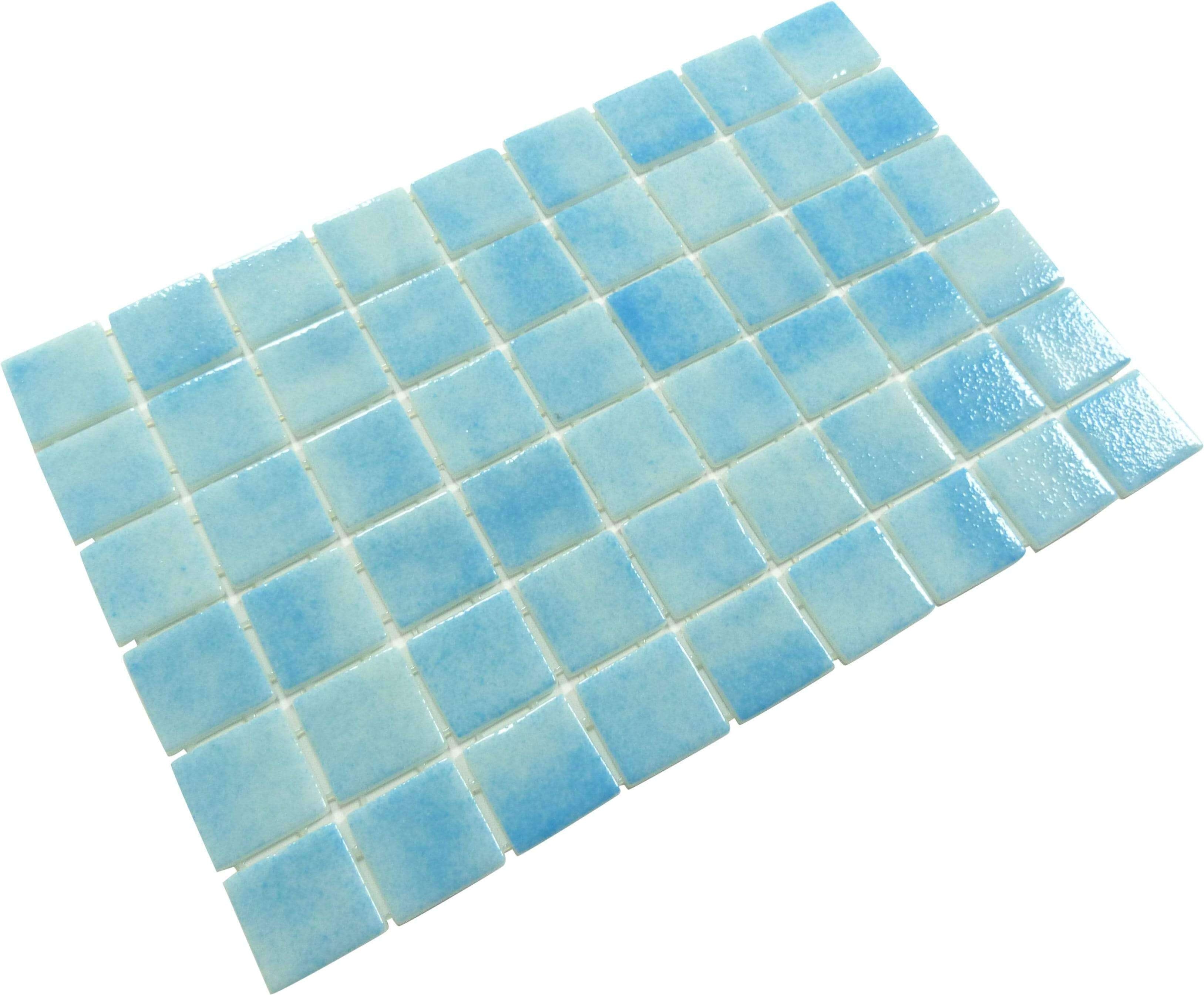 Songbird Blue 2" x 2" Anti Slip Glossy Glass Pool Tile NPT001A-AS