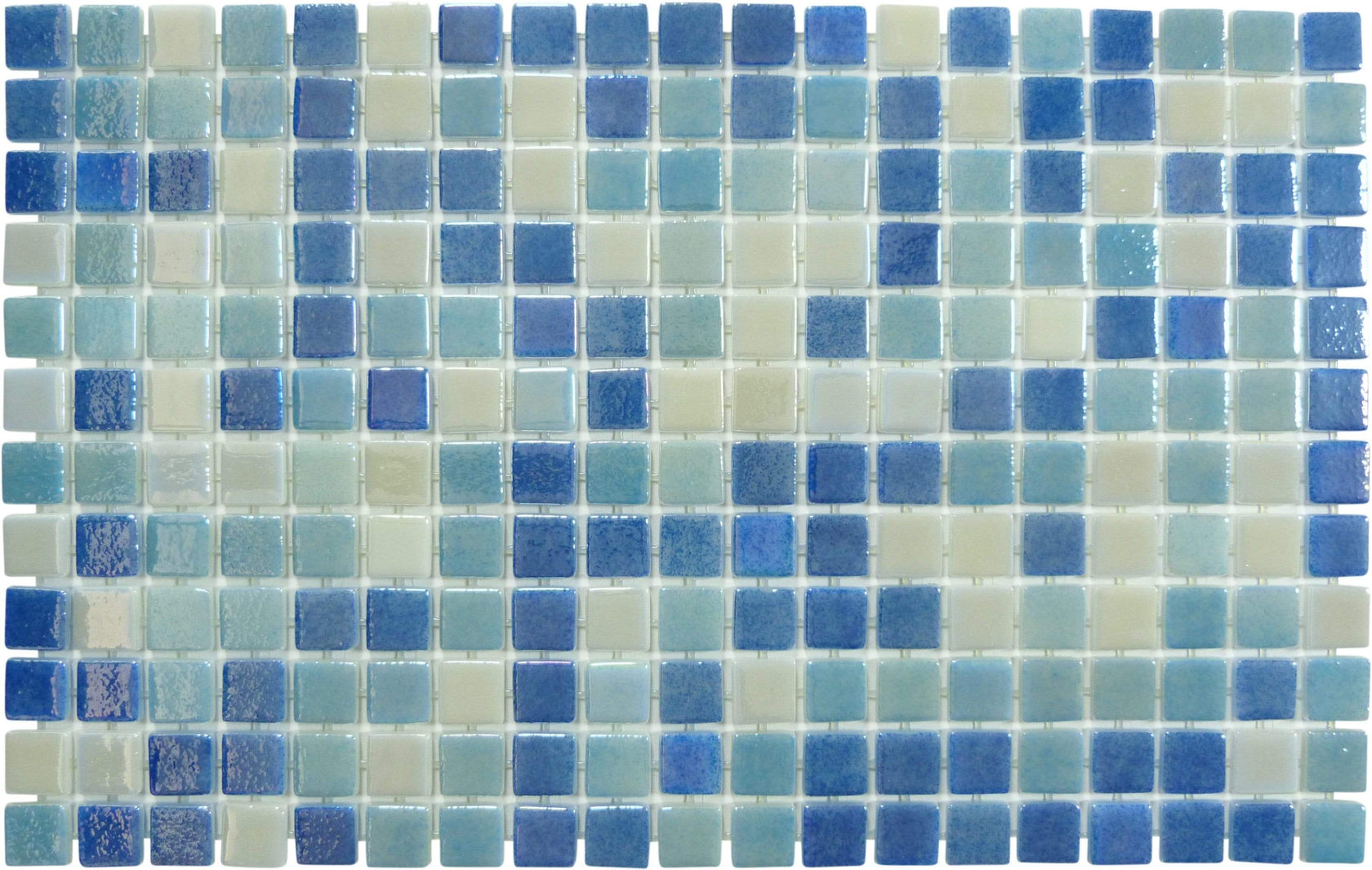Strata Blue Mix Glossy and Iridescent Glass Tile | Oasis Tile