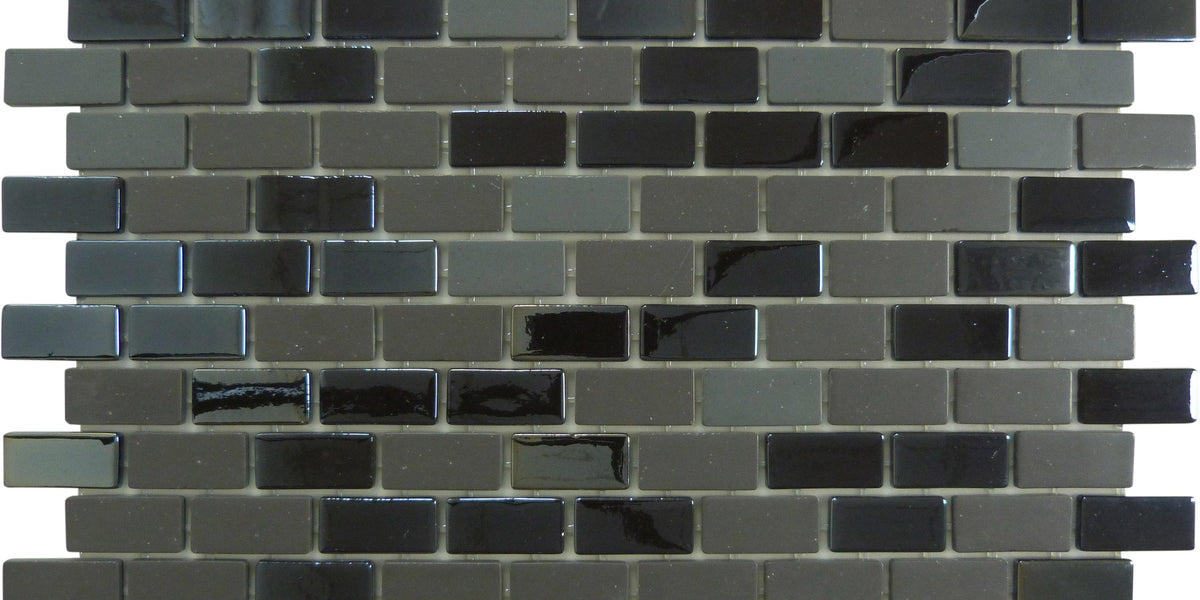 Subway Artistic Blend Sugar Black 1x2 Glossy & Matte Glass Tile | Oasis ...