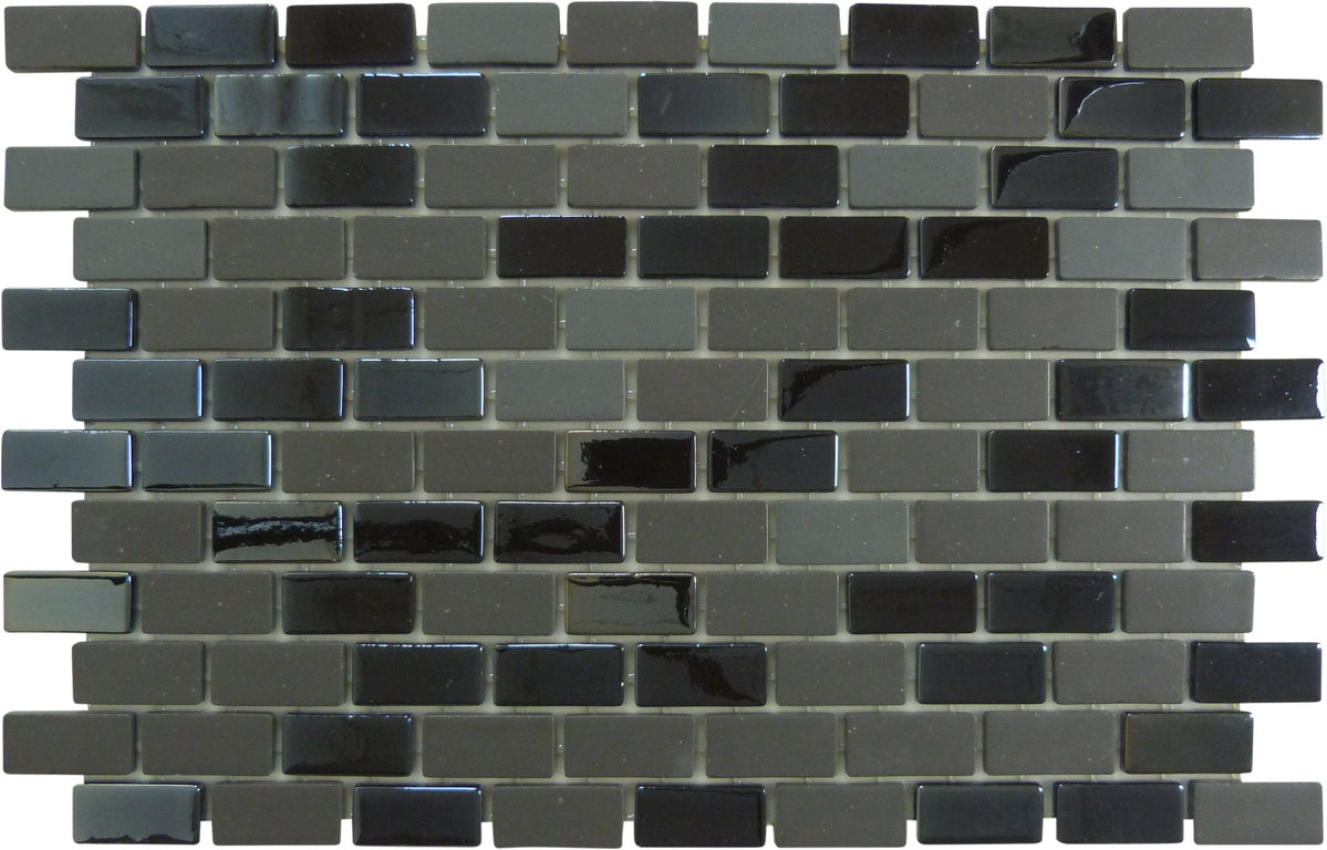 Subway Artistic Blend Sugar Black 1x2 Glossy & Matte Glass Tile | Oasis ...