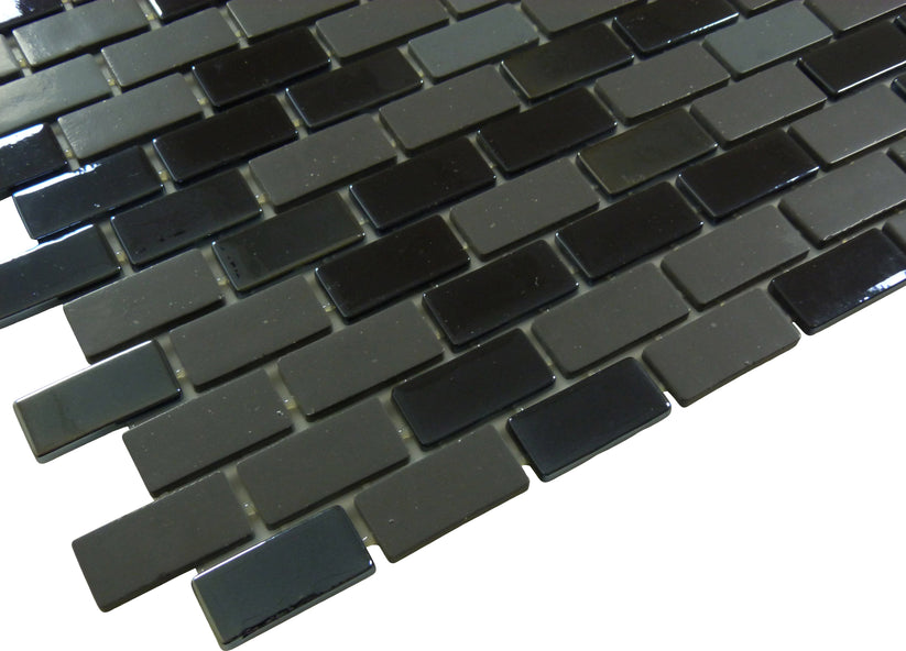Subway Artistic Blend Sugar Black 1x2 Glossy & Matte Glass Tile | Oasis ...