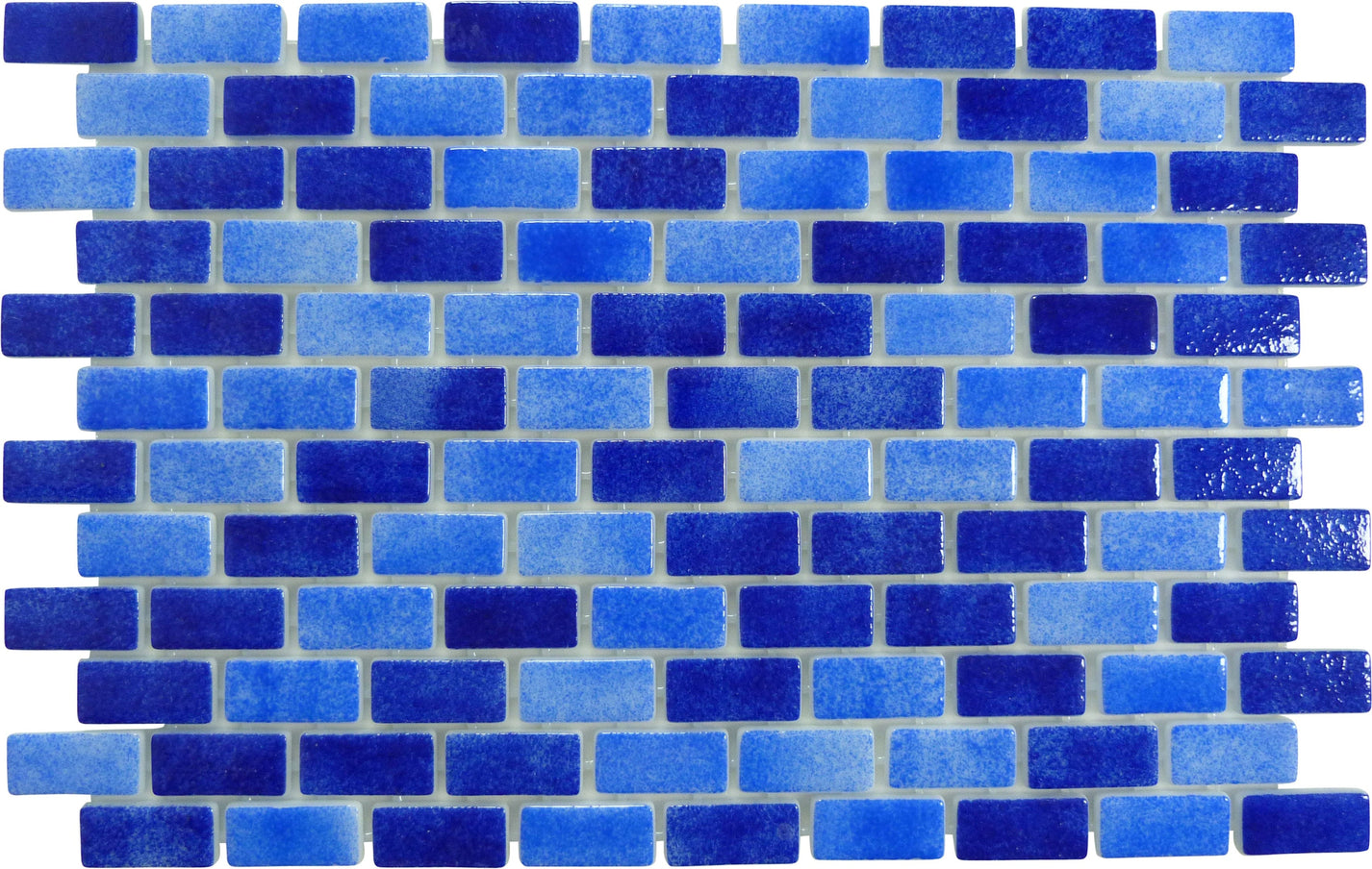 Subway New Port Blue Mix 1x2 Glossy Glass Tile | Oasis Tile