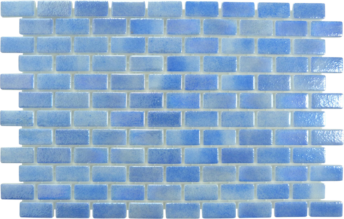 Subway Overcast Blue 1x2 Glossy Glass Tile | Oasis Tile