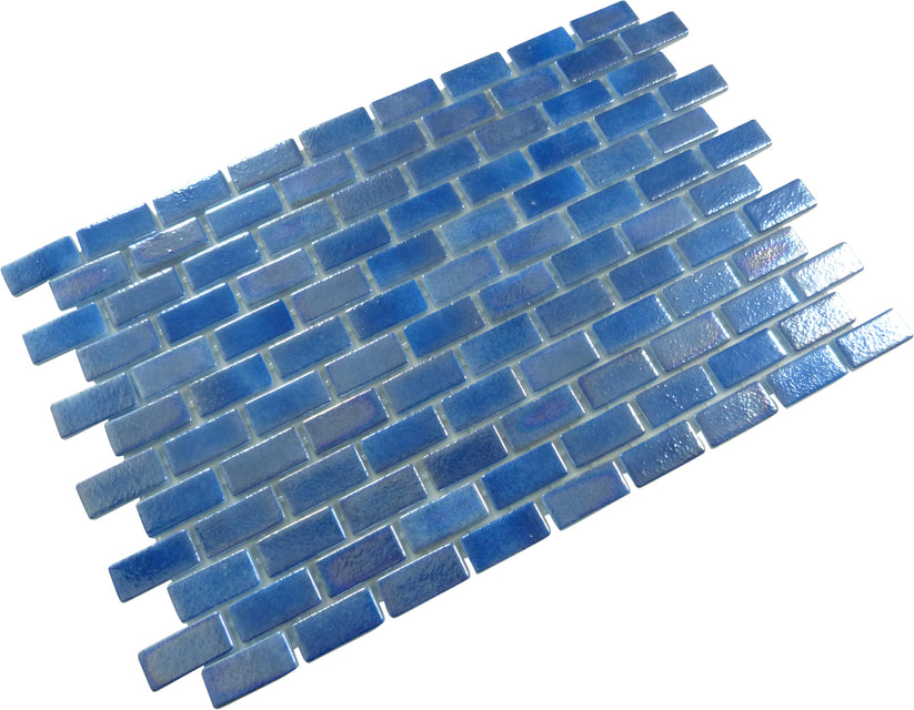 Subway Planetarium Blue 1x2 Glossy Glass Tile | Oasis Tile