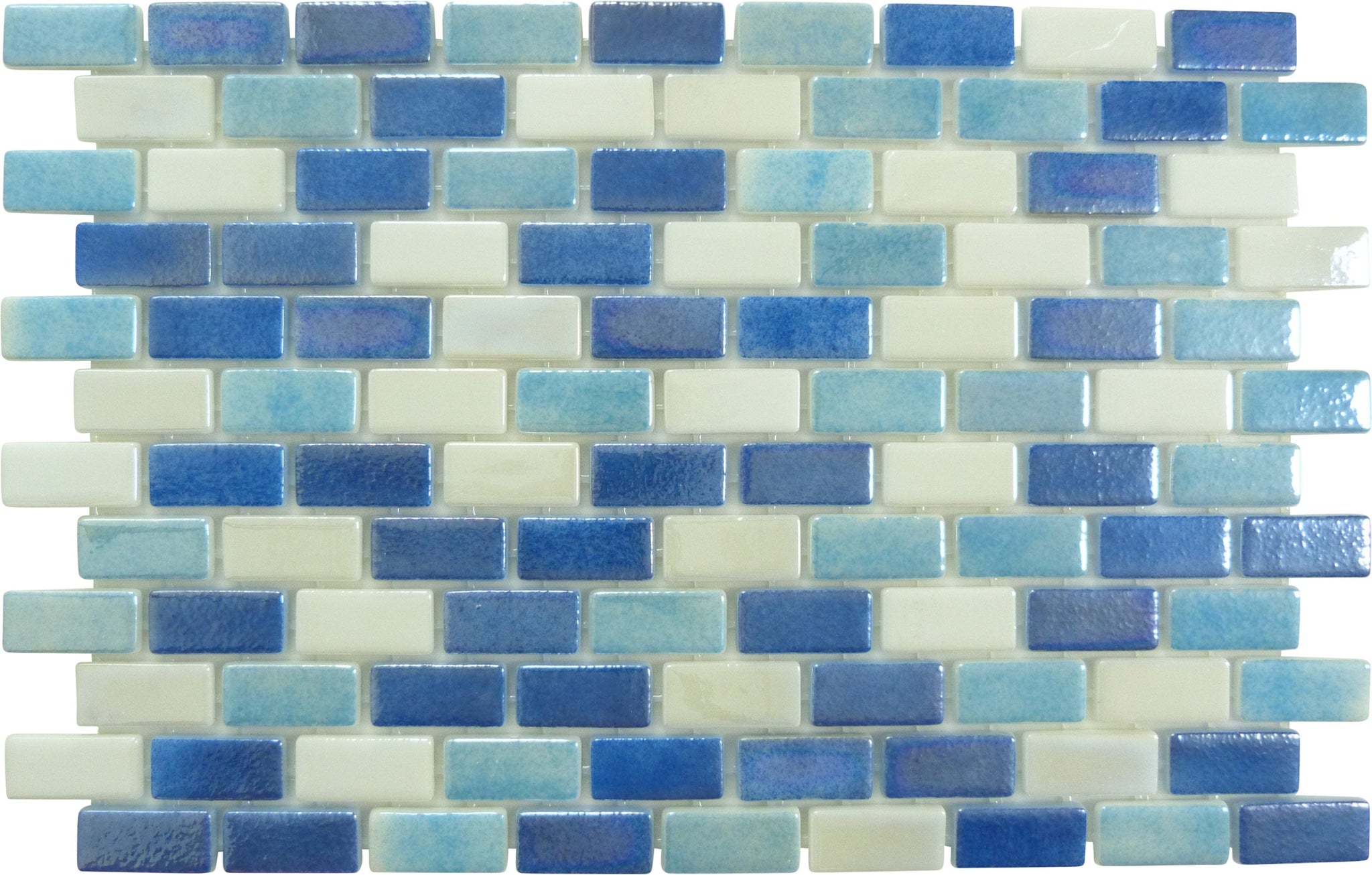 Subway Strata Blue Mix 1x2 Glossy Glass Tile | Oasis Tile