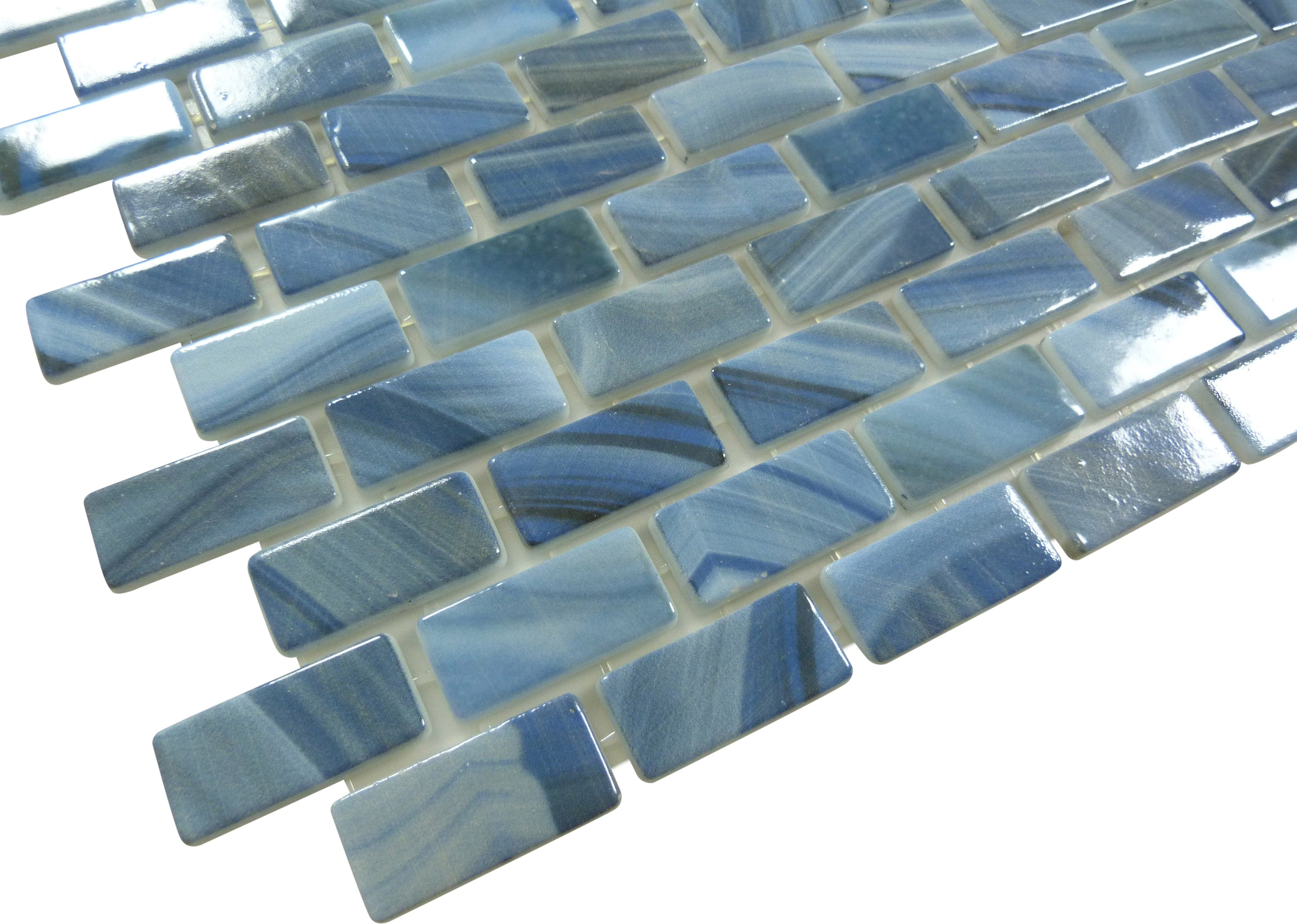 Subway Vogue Rio Blue 1x2 Glossy Glass Tile | Oasis Tile