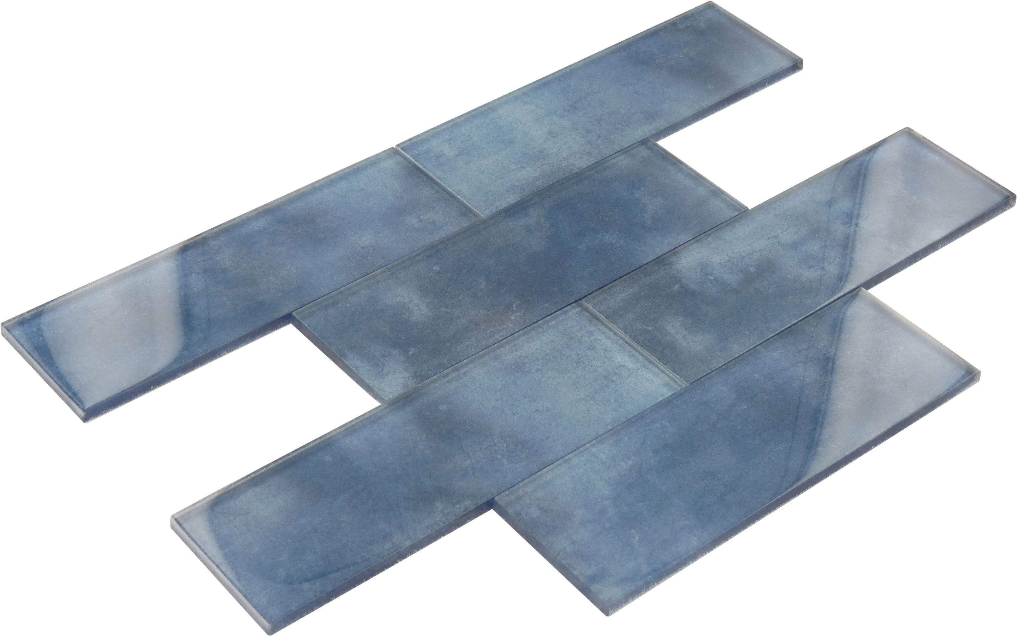 Denim Blue 3" x 9" Subway Glass Tile 953037