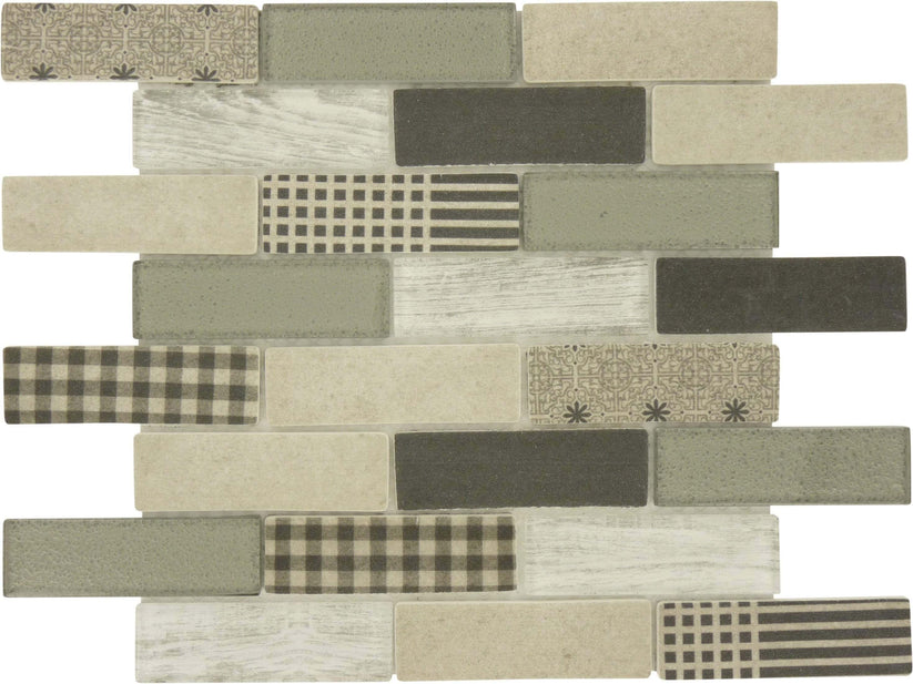 French Gingham Uniform Brick Glossy and Matte Glass Tile 954077