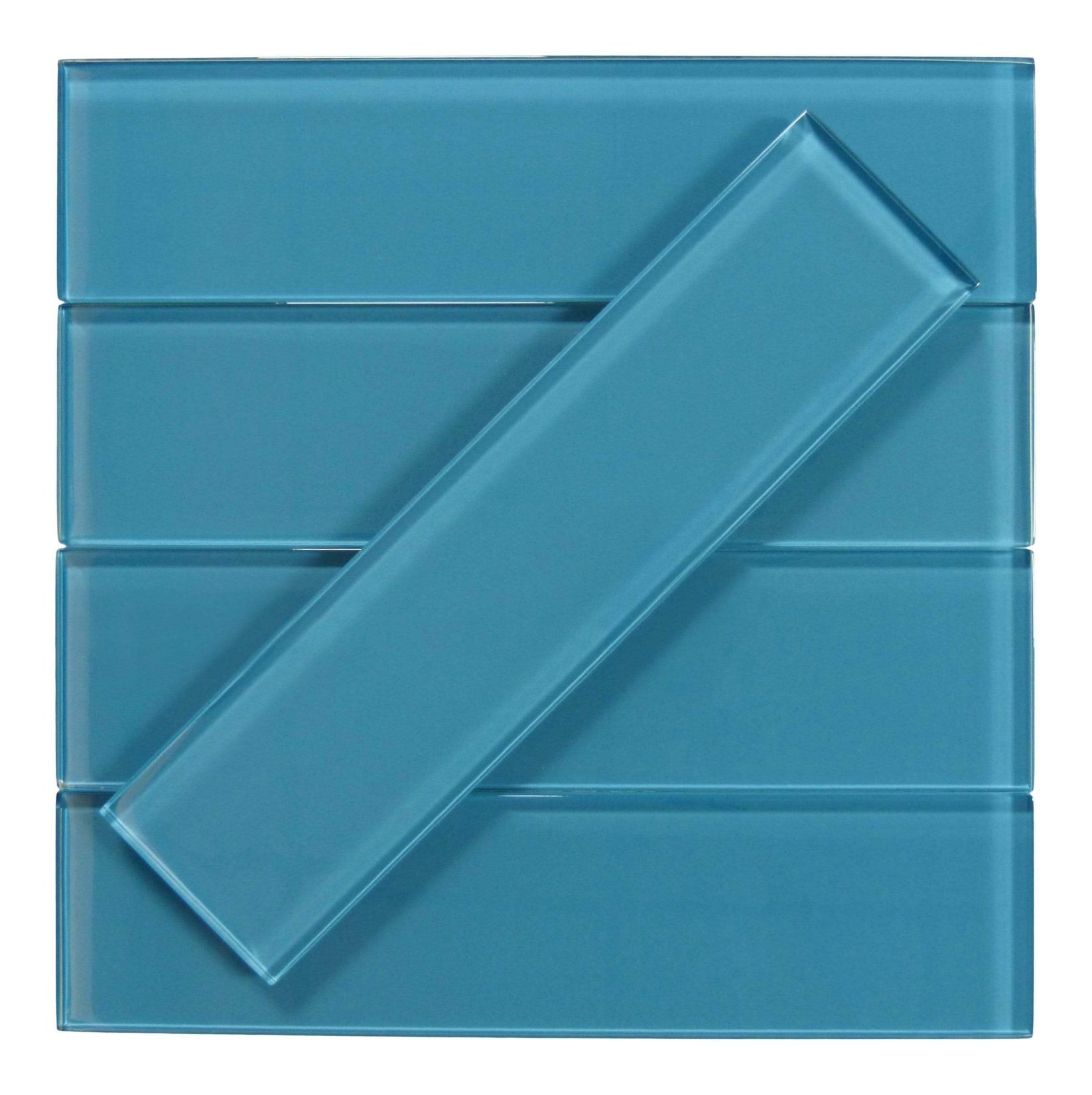 Caribbean Dream Aqua 3" x 12" Glossy Glass Subway Tile A-042 3X12