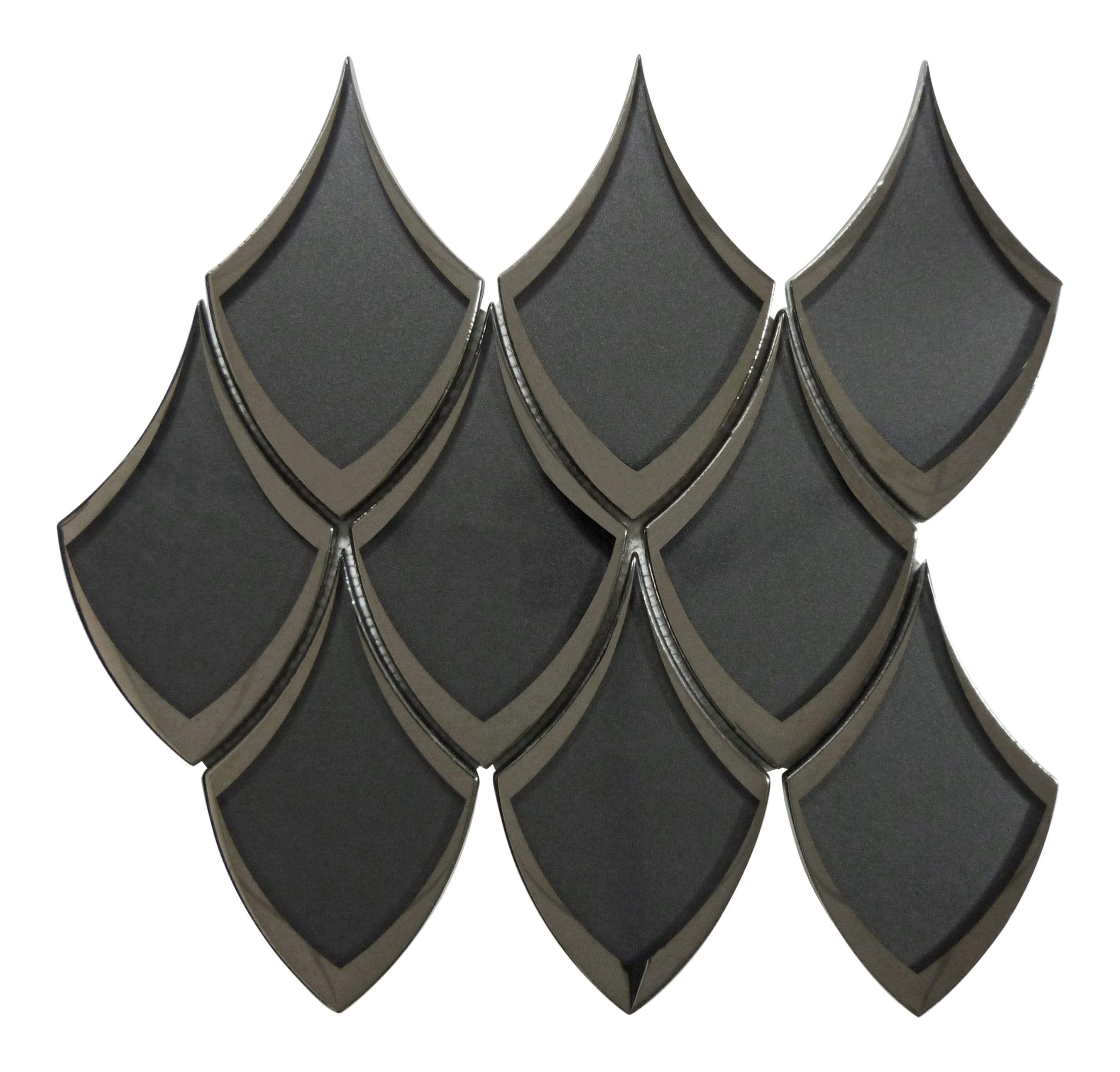 Castle Fort Gunmetal Grey Dragon Scale Glossy Glass Tile MNC-06GR