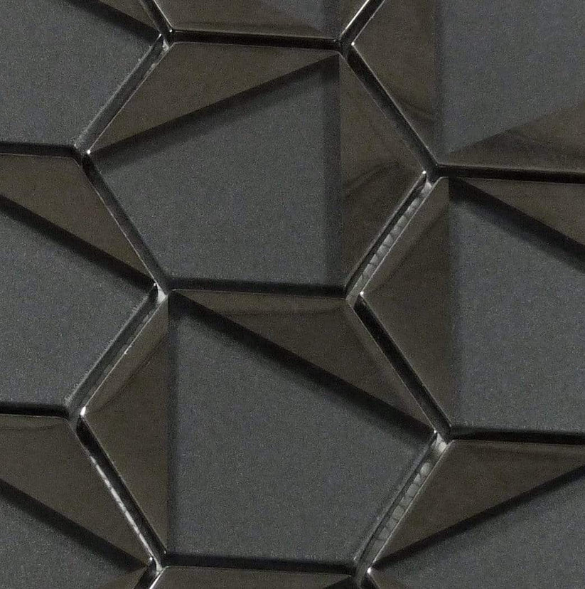 Castle Fort Gunmetal Grey Hexagon Glossy Glass Tile MNC-07GR