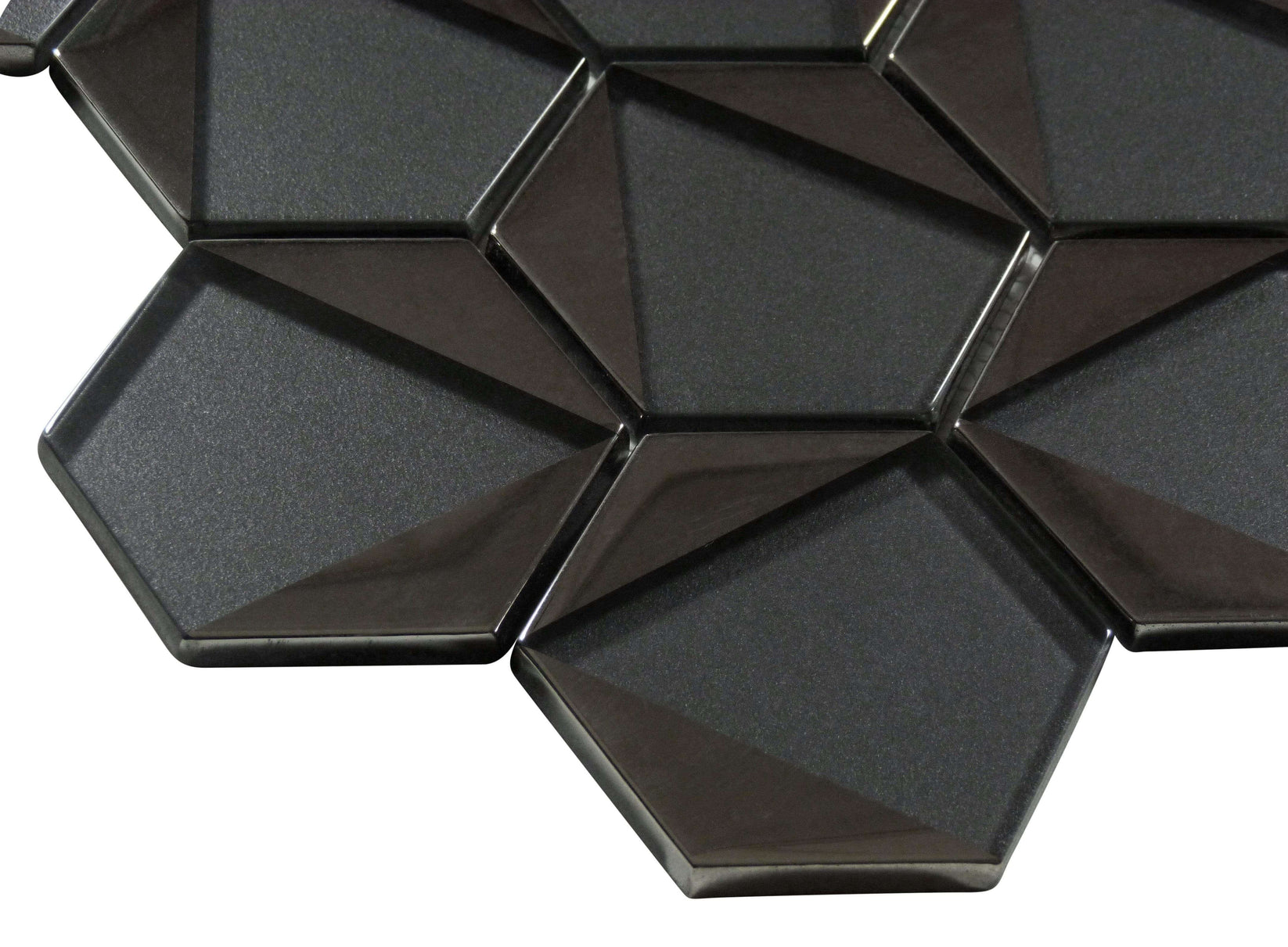 Castle Fort Gunmetal Grey Hexagon Glossy Glass Tile MNC-07GR