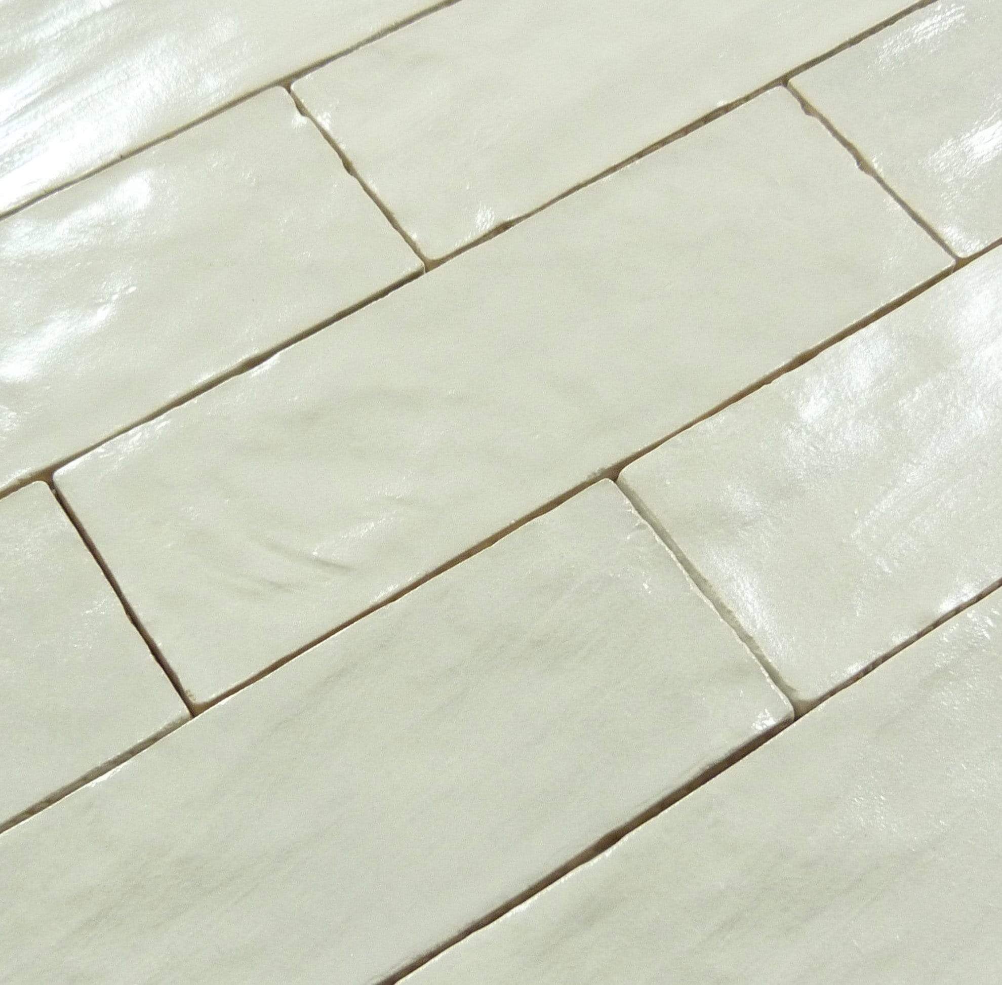 Cream Puff 2 1/2" x 8" Ceramic Shimmer Subway Tile SILK SHIRO 2.5x8