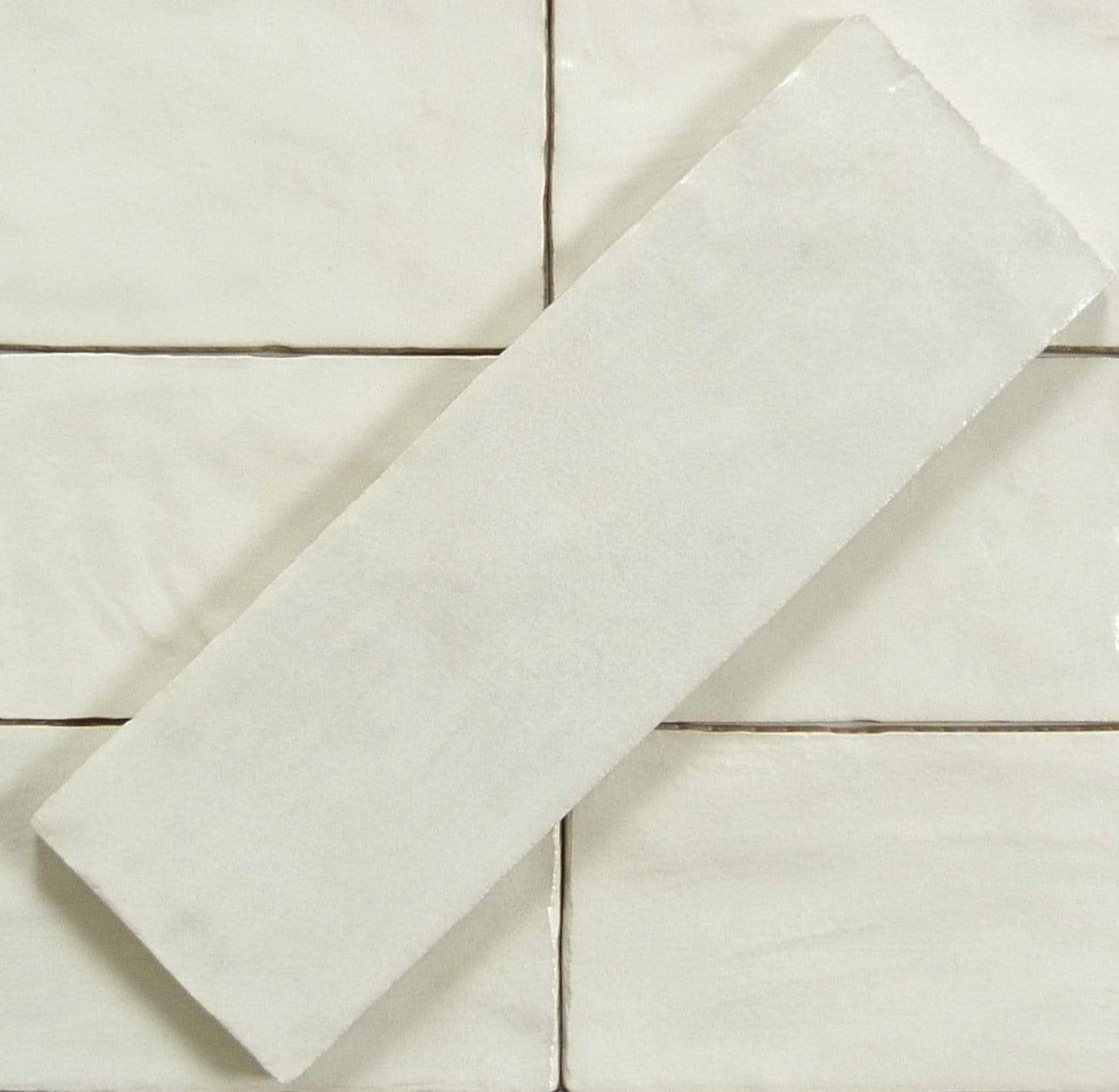 Cream Puff 2 1/2" x 8" Ceramic Shimmer Subway Tile SILK SHIRO 2.5x8