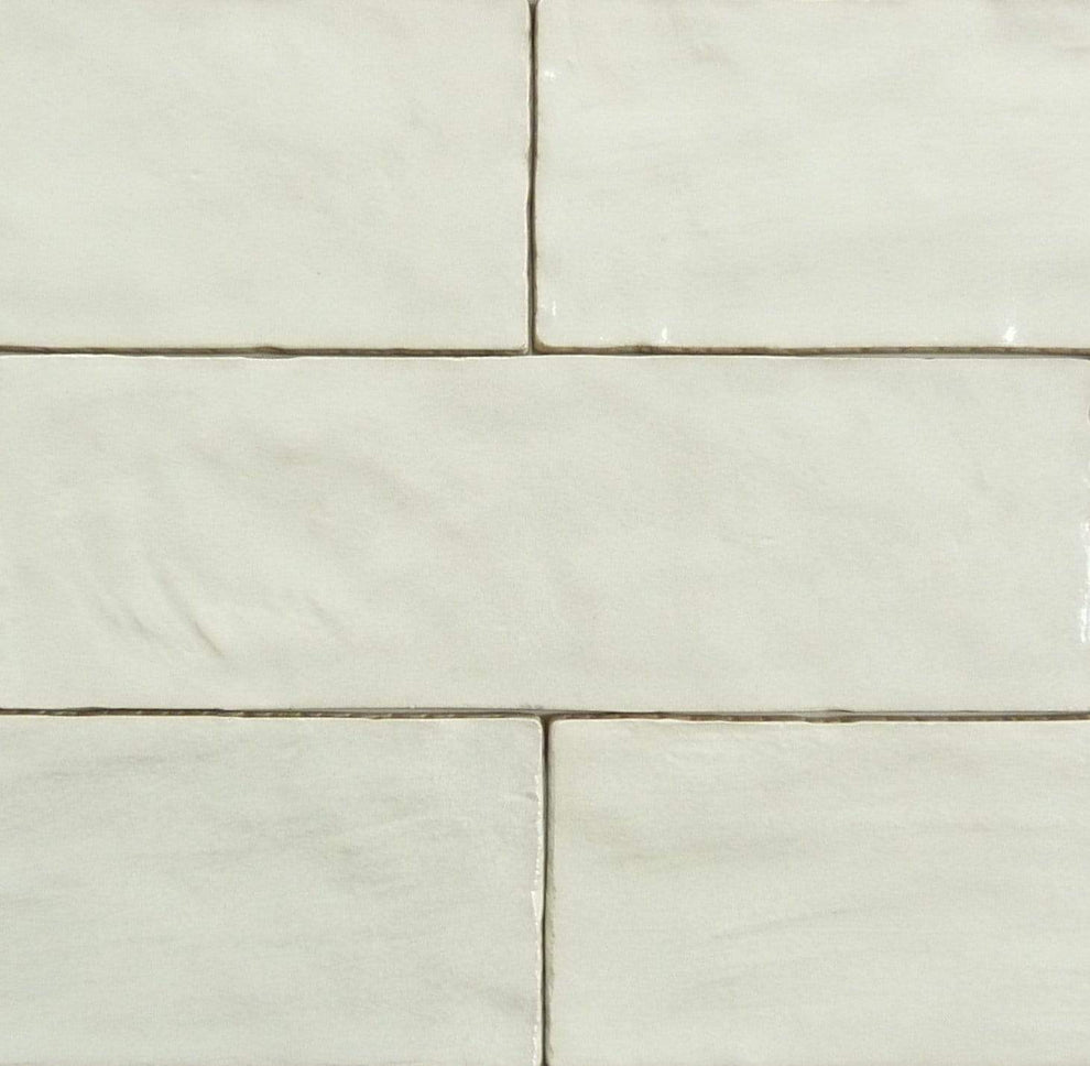 Cream Puff 2 1/2" x 8" Ceramic Shimmer Subway Tile SILK SHIRO 2.5x8