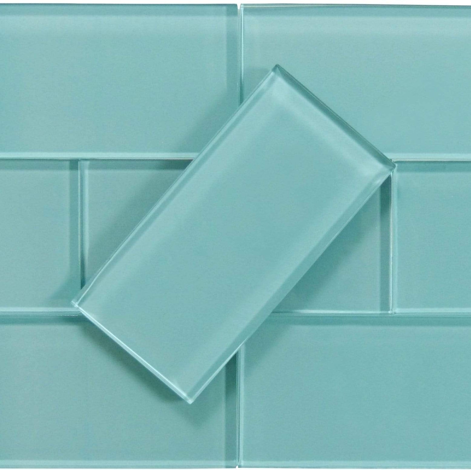 Aqua Glass Subway Tile Backsplash For Bathroom And Kitchen Floor